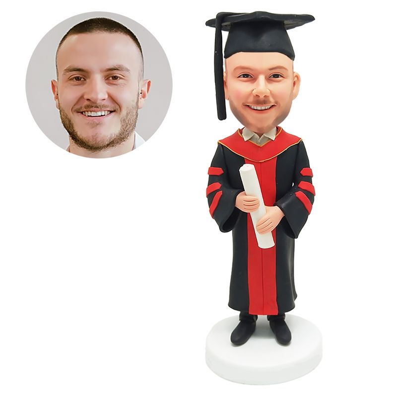 customised graduation bobblehead figure graduate holding a diploma ...