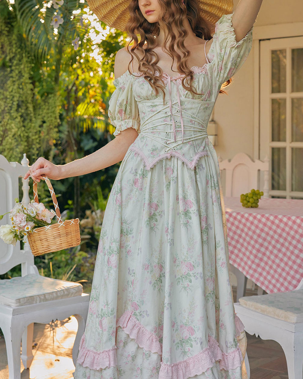 Romantic French Flower Fleur Poetry Corset Dress