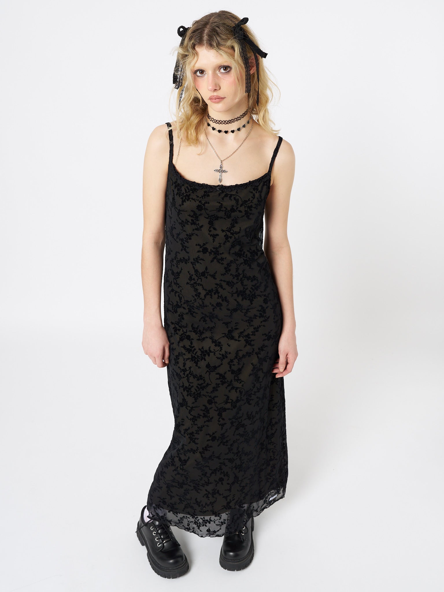 Titania Black Mesh Maxi Dress – IYAMIUIO