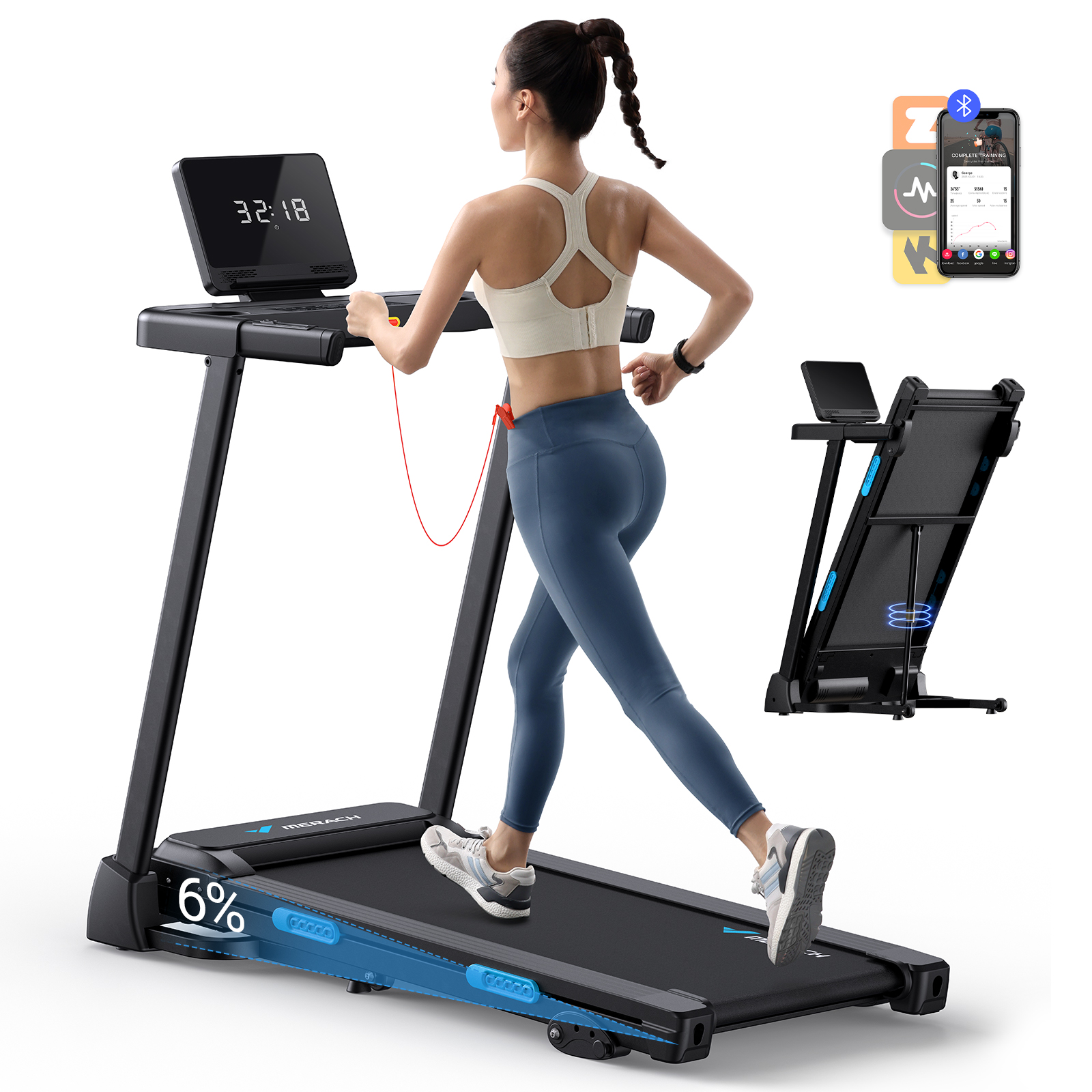 MERACH Foldable Treadmill with Incline, Treadmills for Home Foldable ...