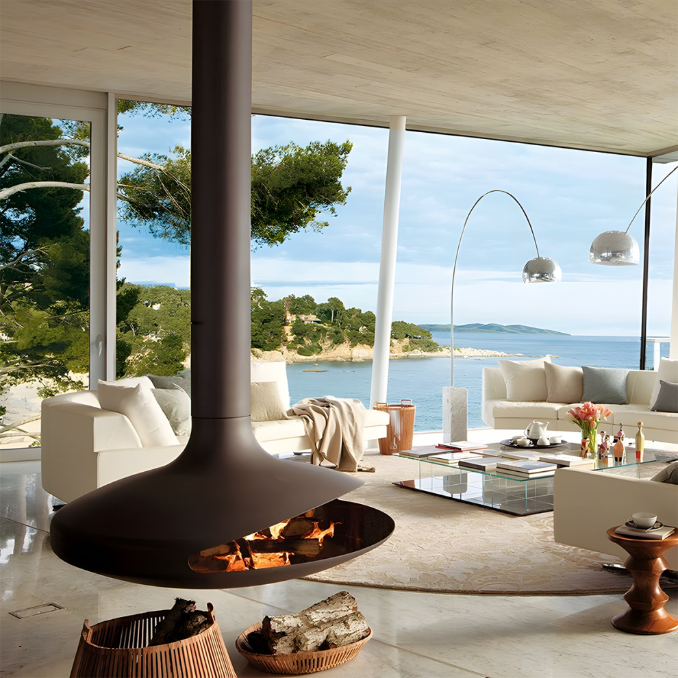 Luxury Hanging Disc-Shaped Real Fire Fireplace Shine 1-Hearthartsinn