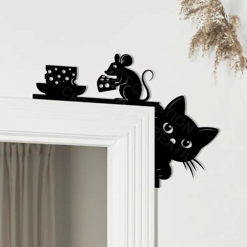 Cat & Mouse Metal Door Topper DT022 – Natiero