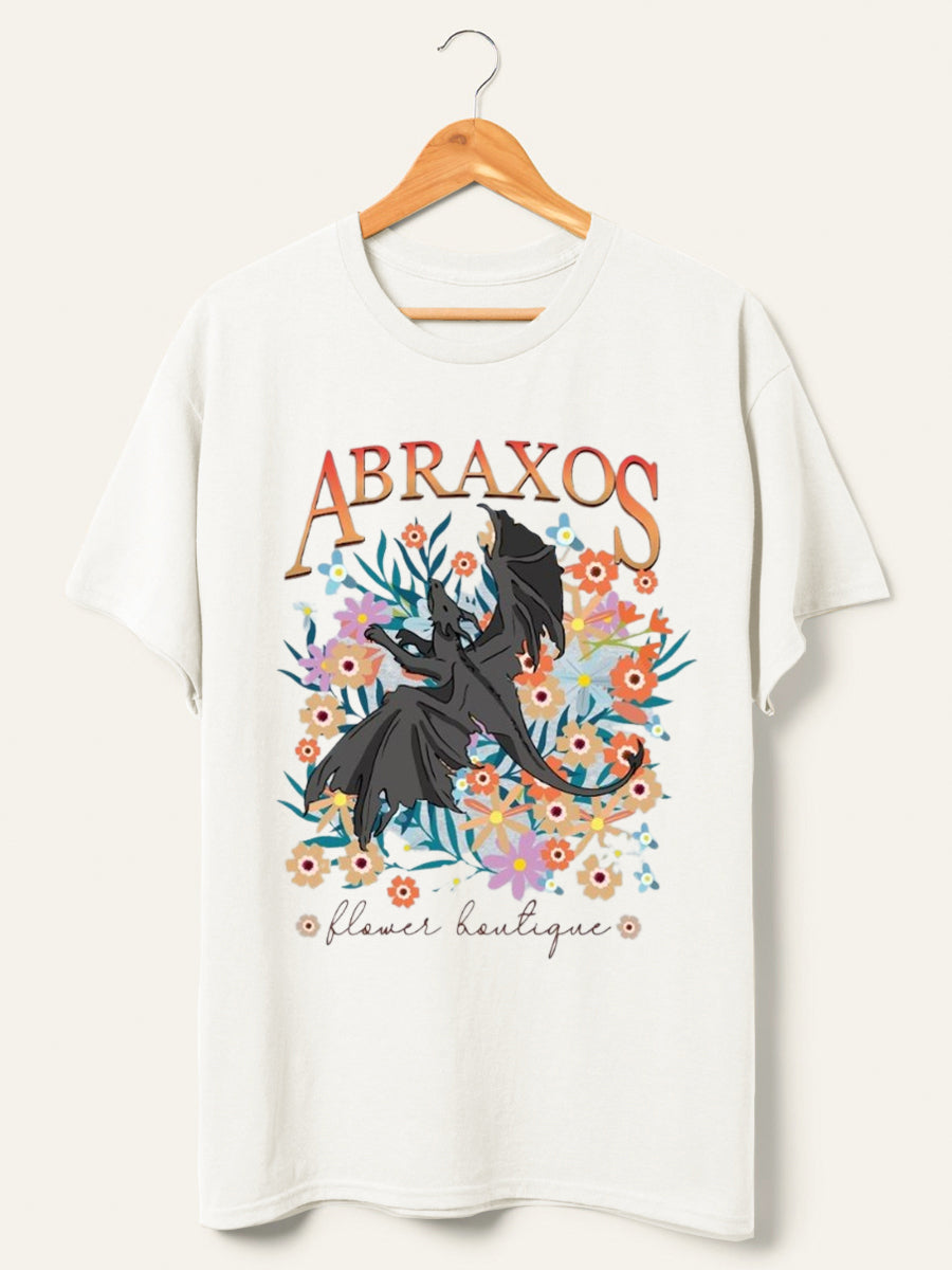 Vintage Throne Of Glass Abraxos Botanical Wildflower Novel T-Shirt