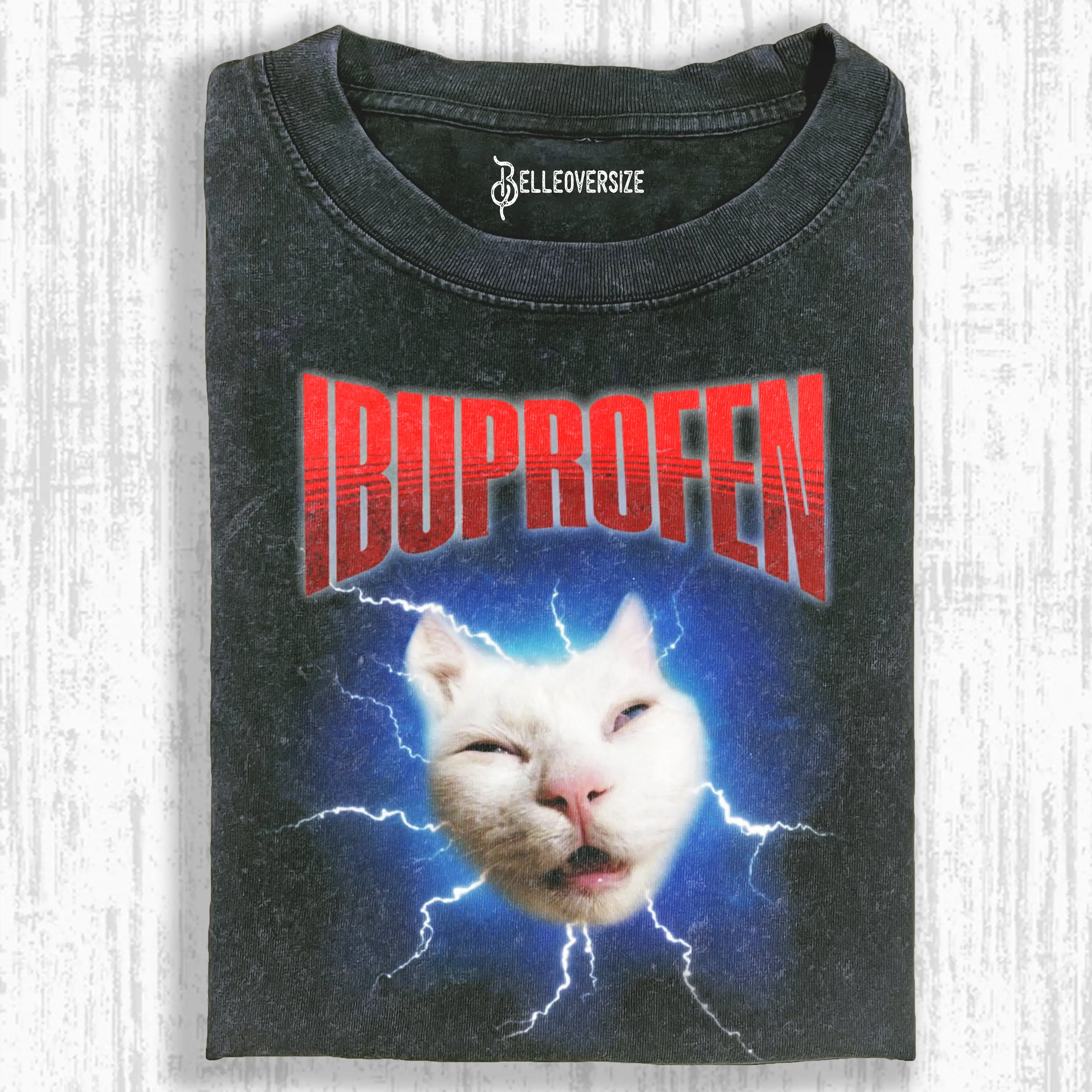 IBUPROFEN FUNNY CAT MEME VINTAGE T-SHIRT – belleoversize