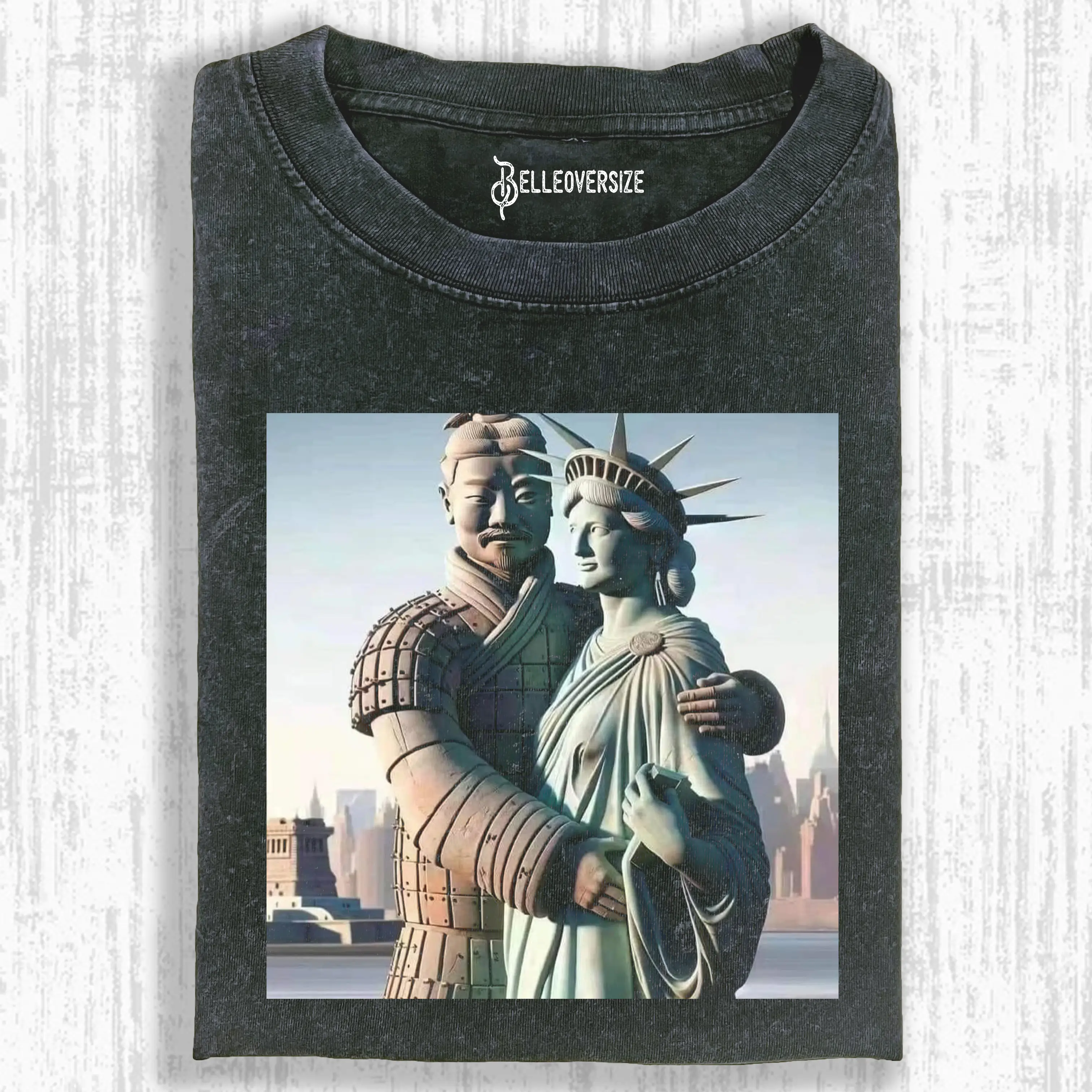 TERRACOTTA ARMY & STATUE OF LIBERTY T-SHIRT