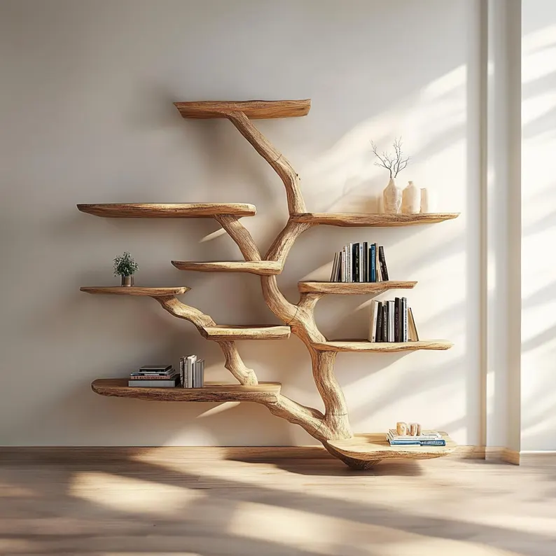 Large Solid Wood Tree Wall Shelves – magetavi
