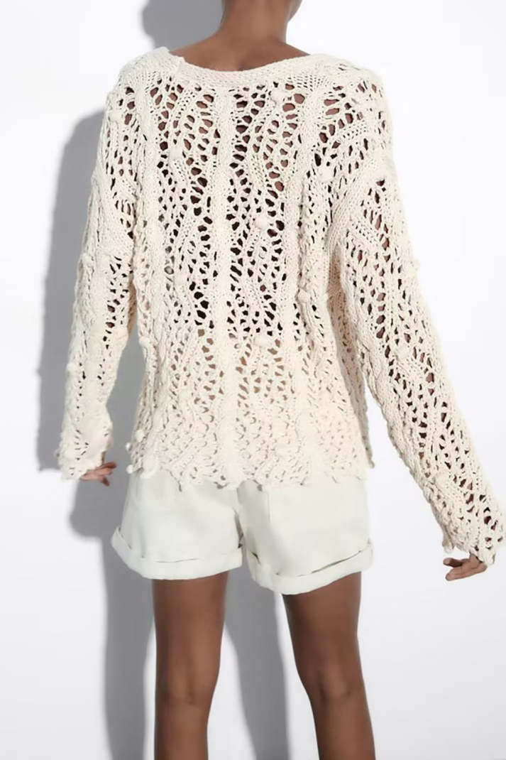 Button Up V-neck Open Knit Top – Lebdu