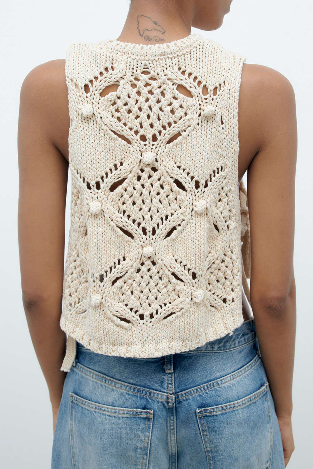 Cut Out Tie Side Open Knit Vest – Lebdu