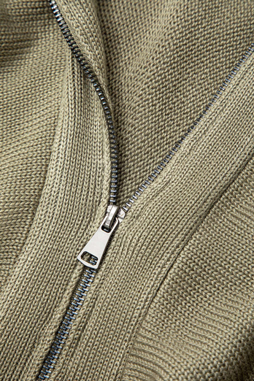 V-neck Zip Up Long Sleeve Knit Bomber Cardigan – Lebdu
