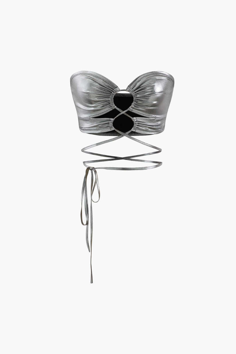 Metallic Tie Tube Top – Lebdu