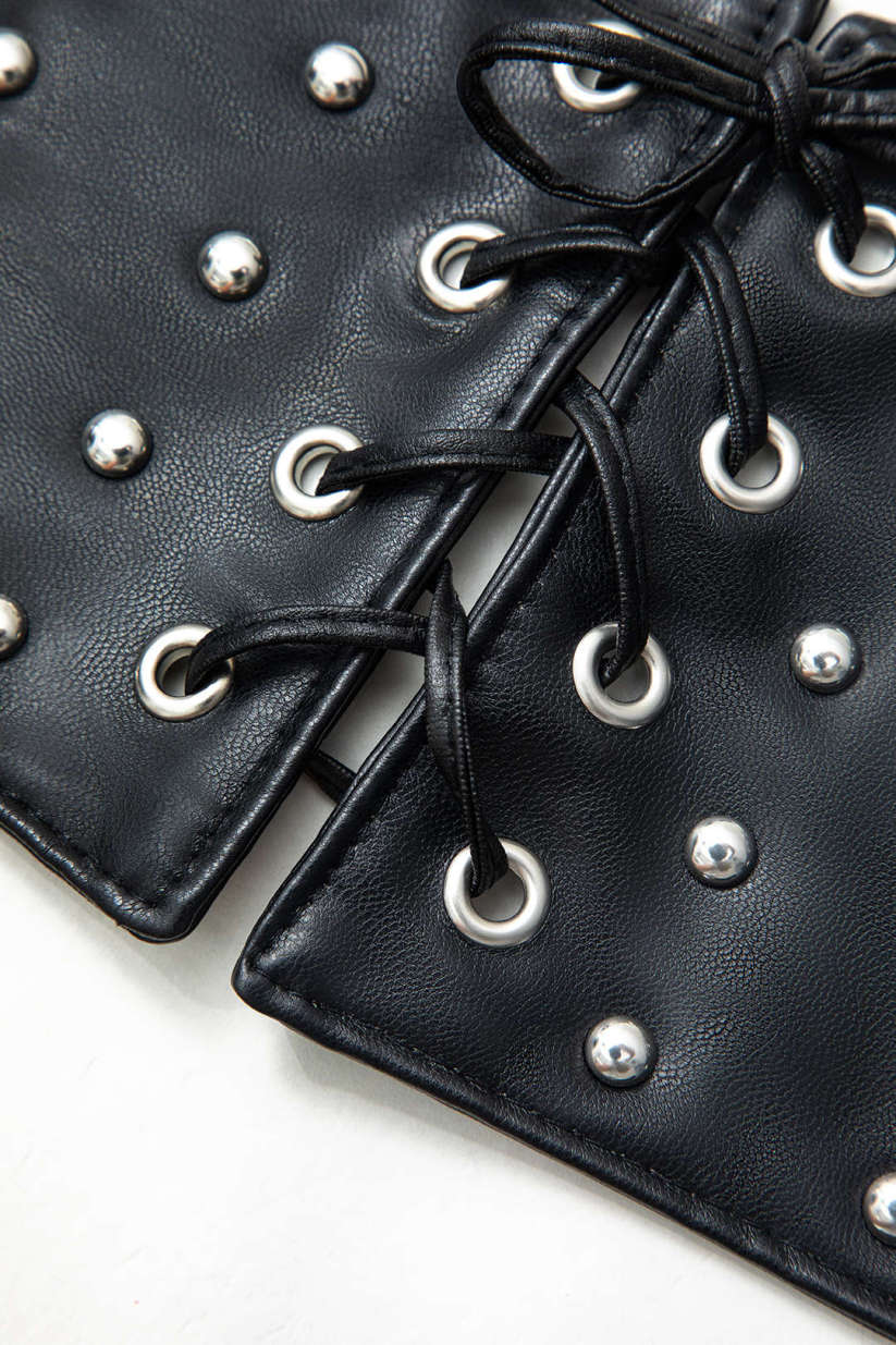Rivet Faux Leather Eyelet Tie Corset – Lebdu