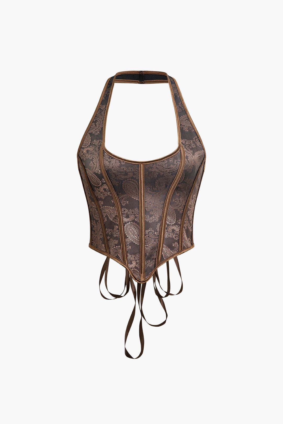 Jacquard Eyelet Tie Halter Corset Top – Lebdu