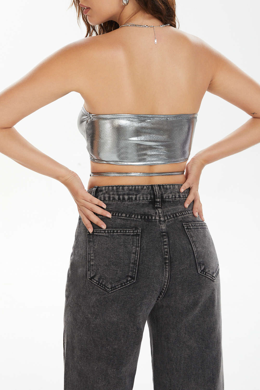 Metallic Tie Tube Top – Lebdu