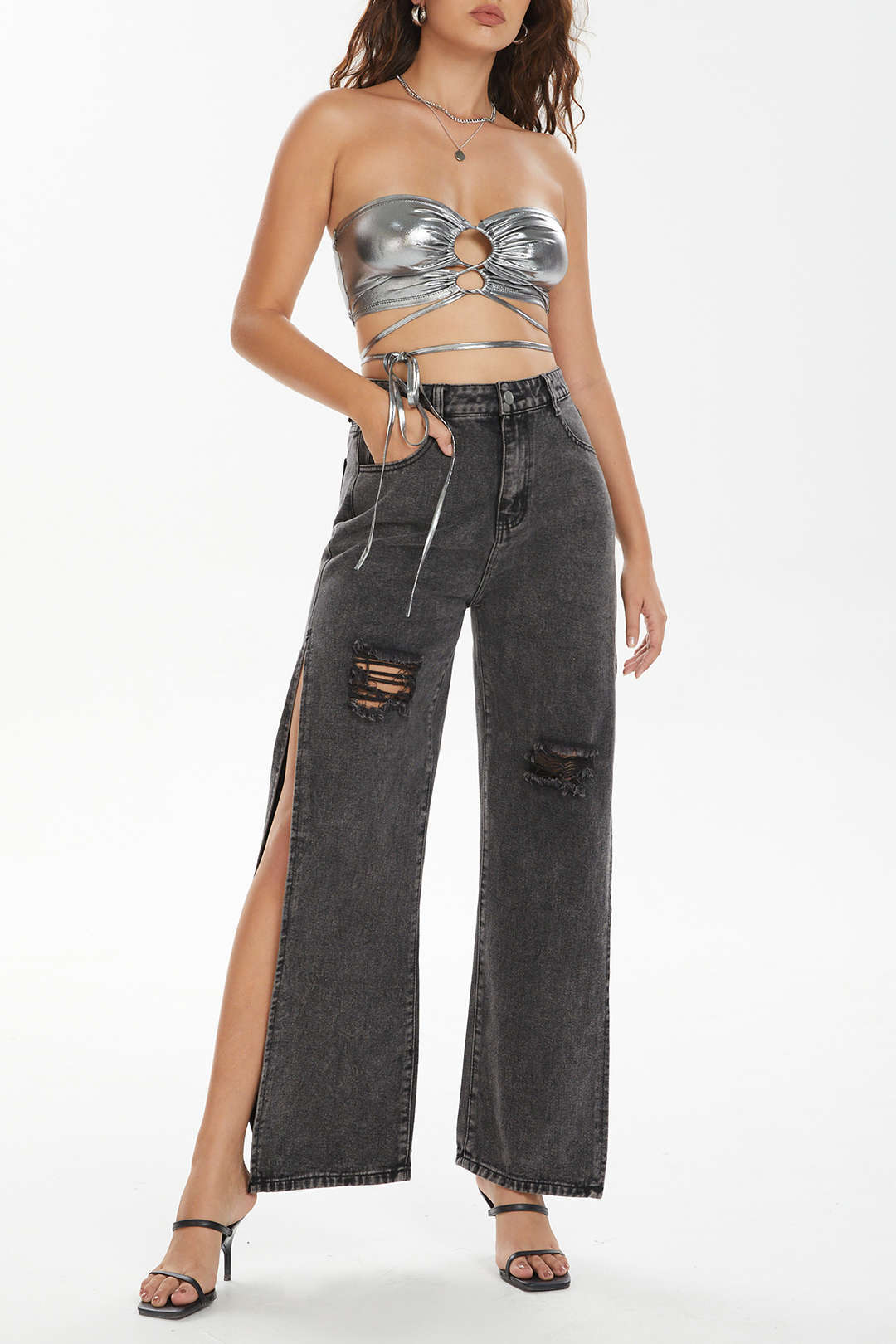 Metallic Tie Tube Top – Lebdu