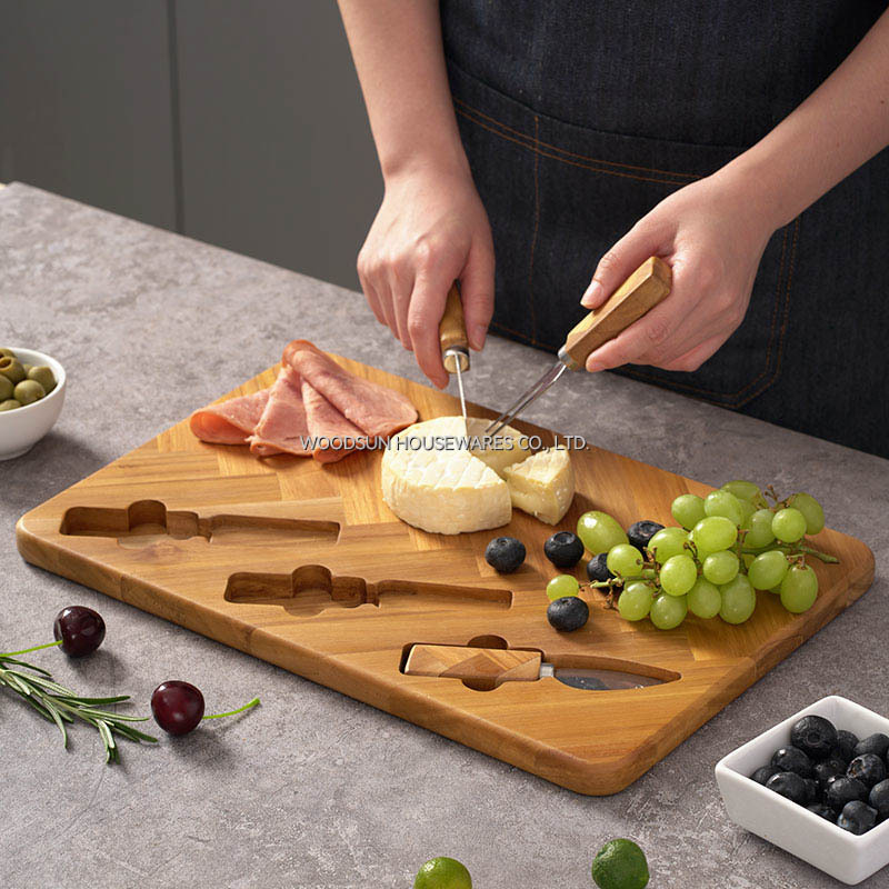 Woodsun Custom Made Natural Wood Cheese Cutting Board Set Charcuterie ...