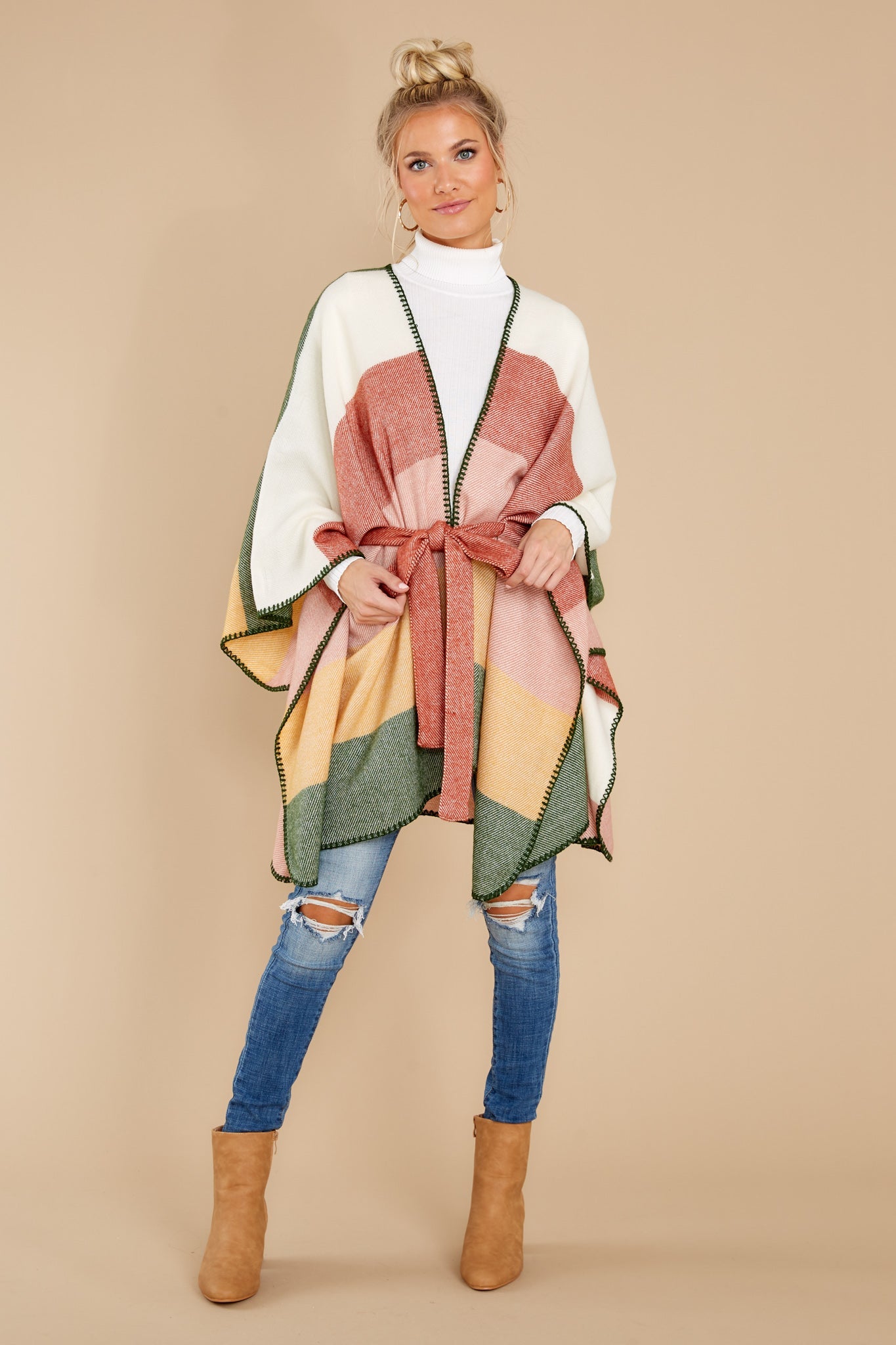 New Endeavors Rust Multi Poncho Cardigan – Tolkya