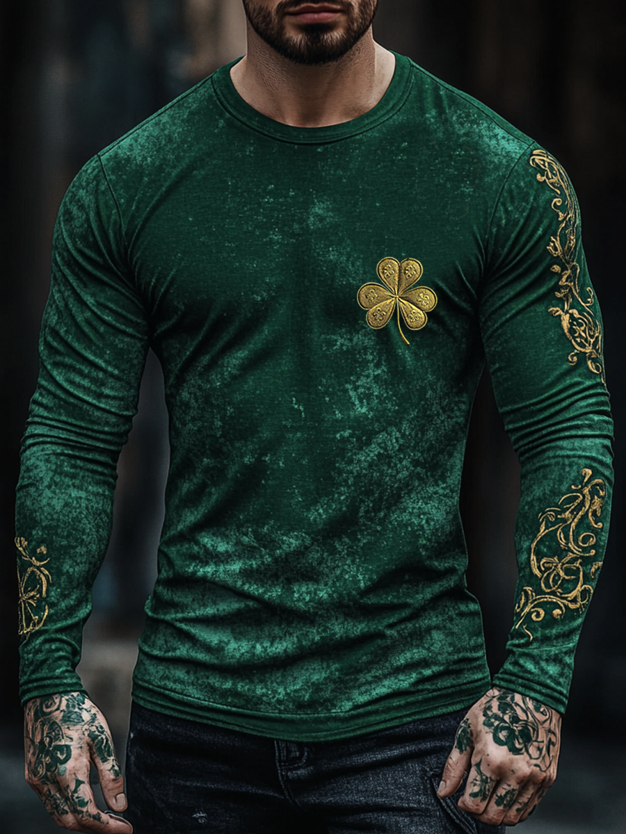 Men's St. Patrick's Day Shamrock Long Sleeve Top