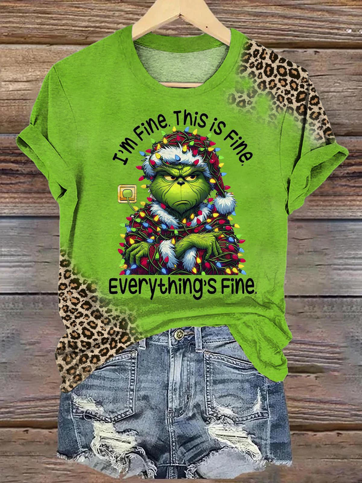 I'm Fine This Is Fine Everything Is Fine Funny Christmas T-shirt