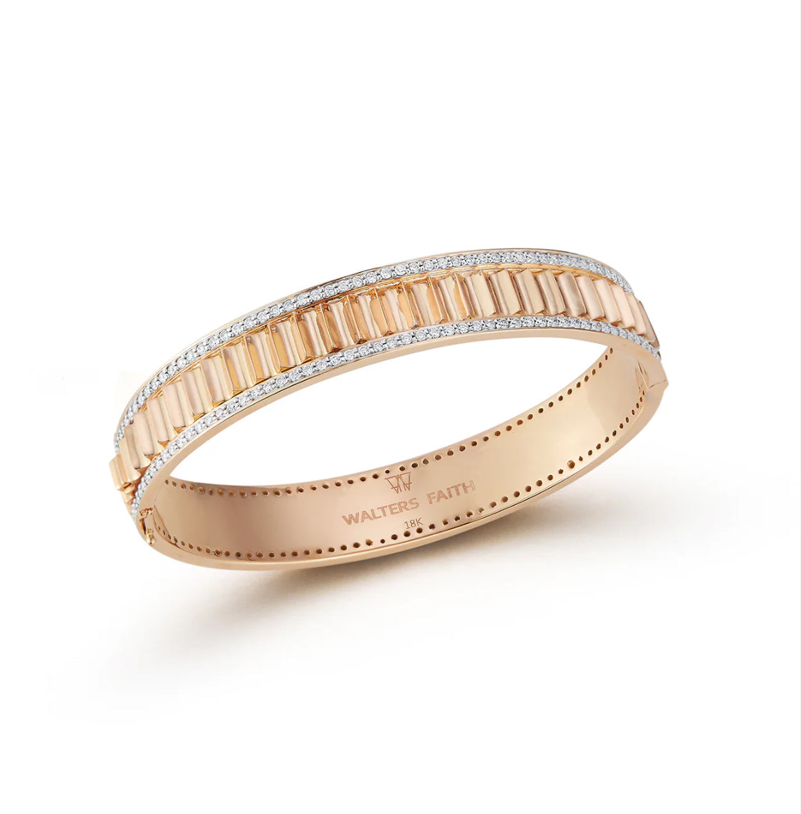 Clive Gold & Diamond Edge Fluted Cuff Bangle Bracelet – Ballistic Armor ...