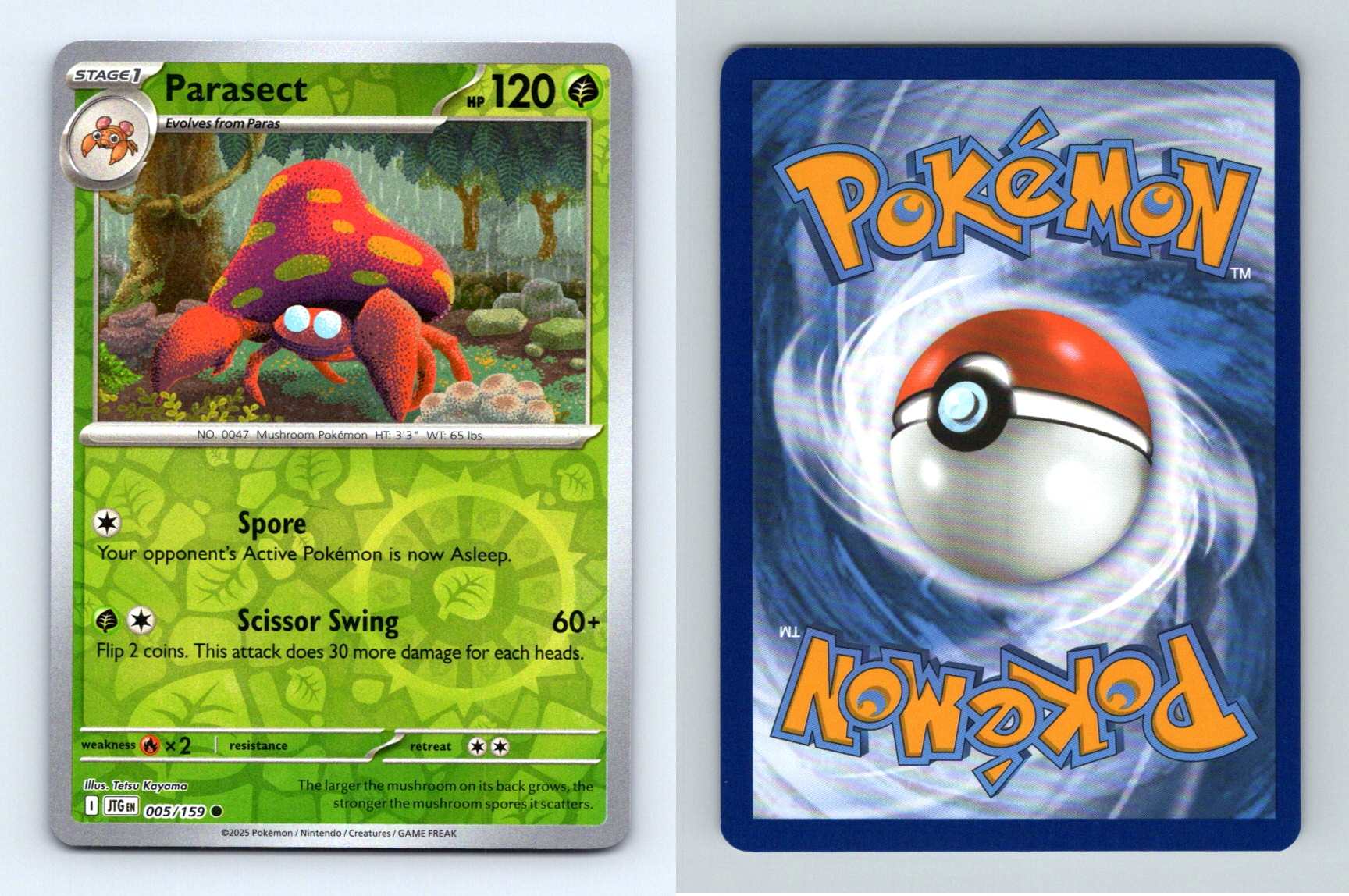 Parasect #005 SV Journey Together Reverse Holo Common Pokemon 2025 TCG ...