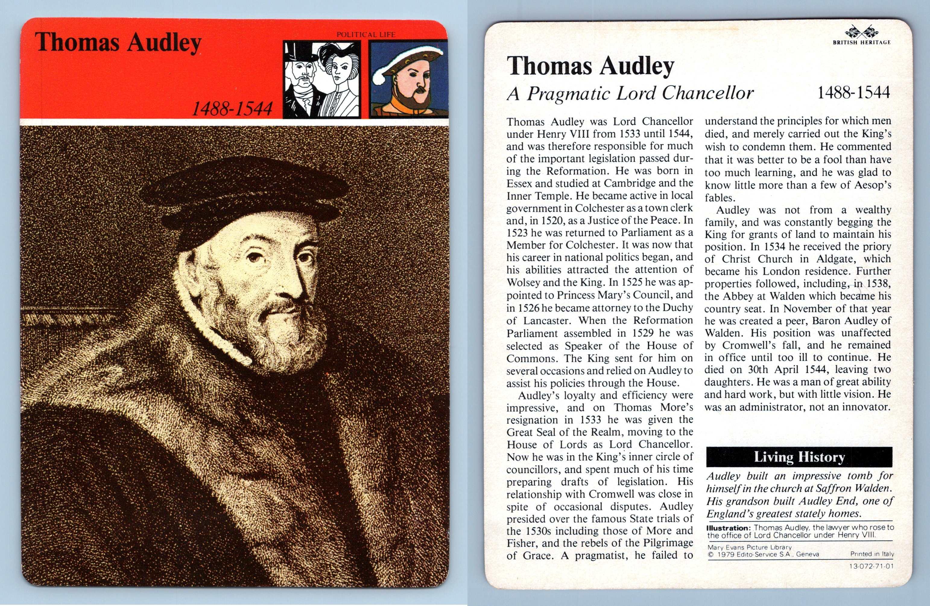Thomas Audley - Political - British Heritage Edito-Service SA 1979 Car ...