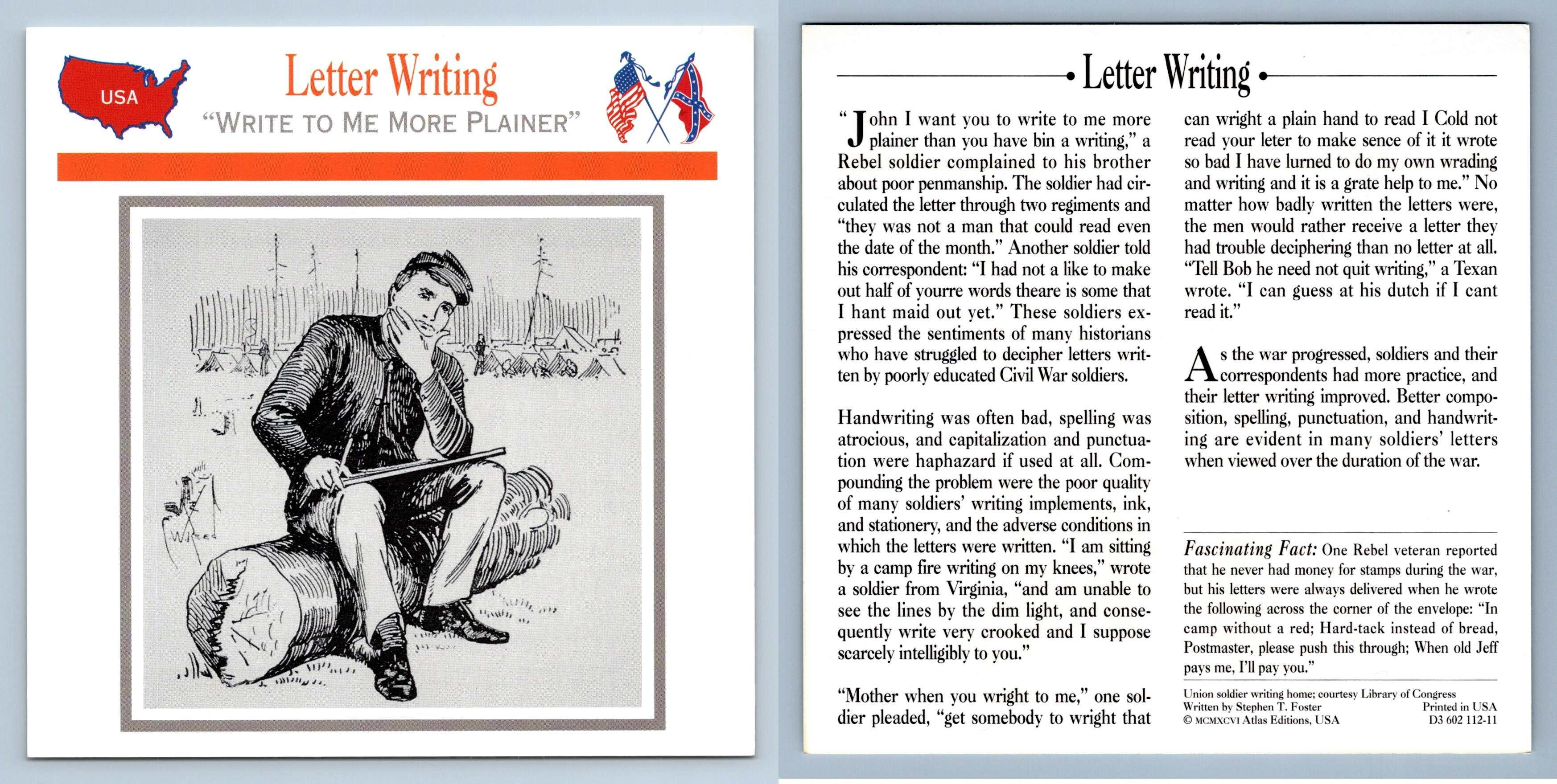 Write To Me More Plainer - Letter Writing - Life - Atlas Ed. Civil War ...