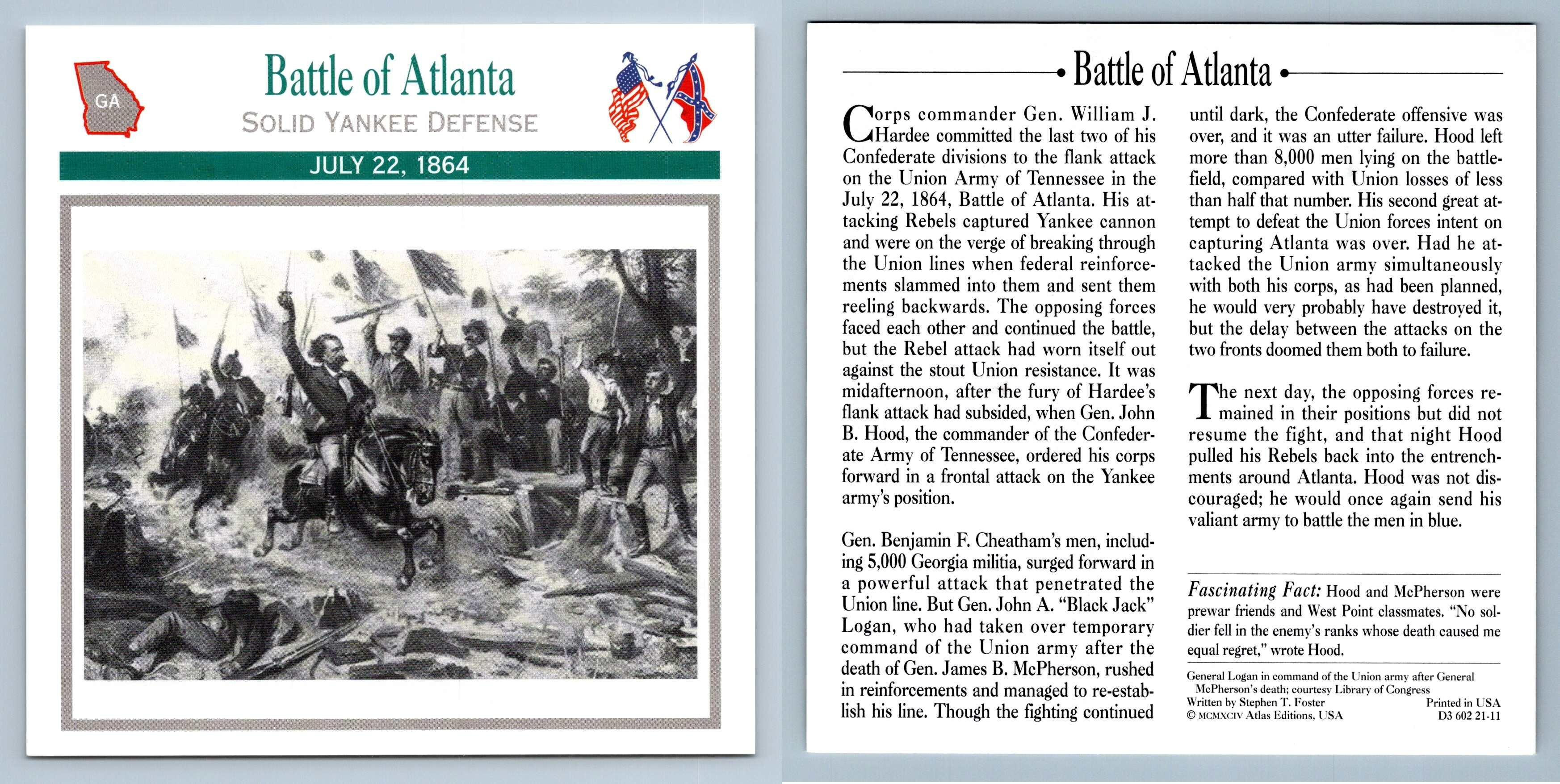 Solid Yankee Defense - Battle Of Atlanta - Battles 1864 - Atlas Civil ...