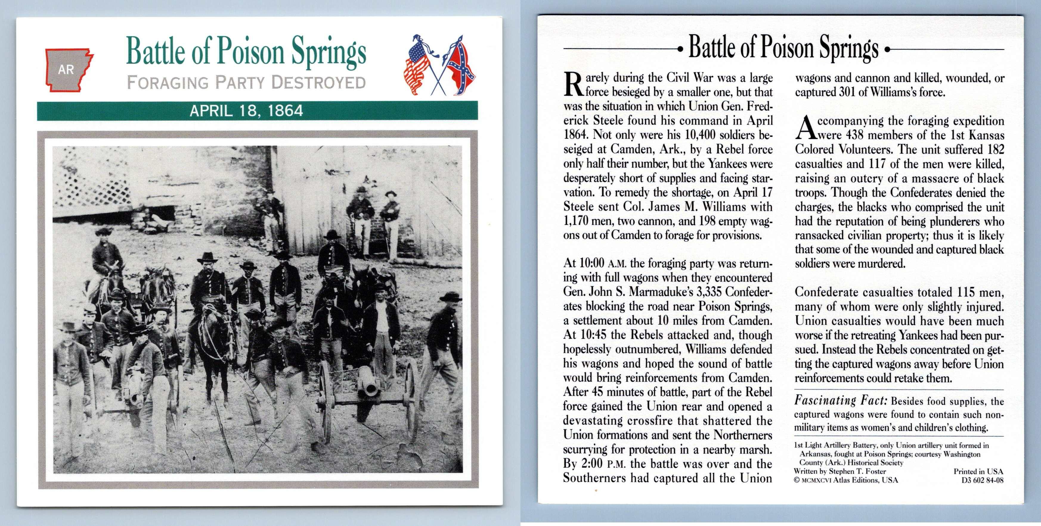 Foraging Party Destroyed - Battle Of Poison Springs 1864 Civil War Car ...