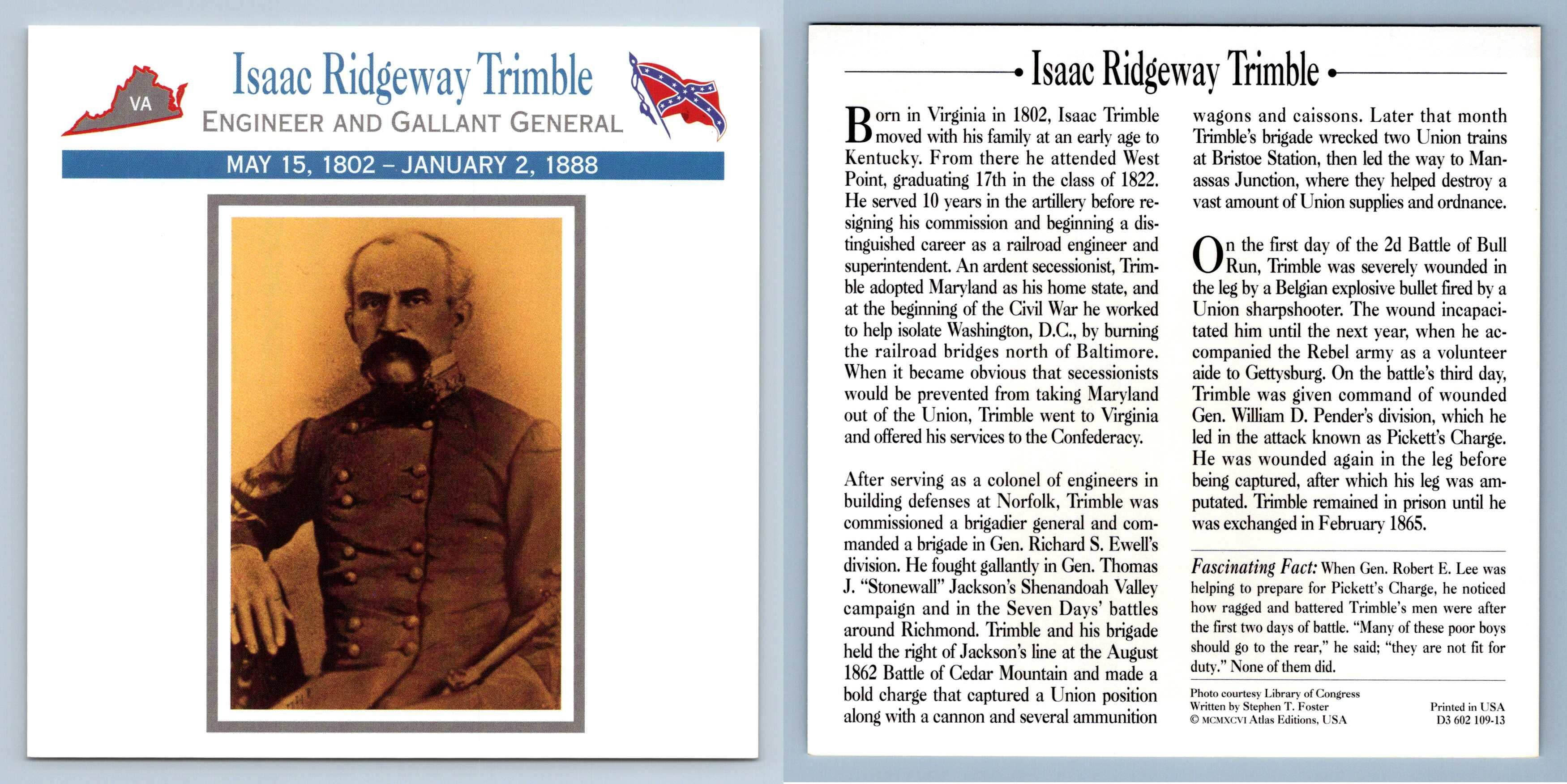 Engineer & Gallant General - Isaac Ridgeway Trimble - Officers Civil W ...