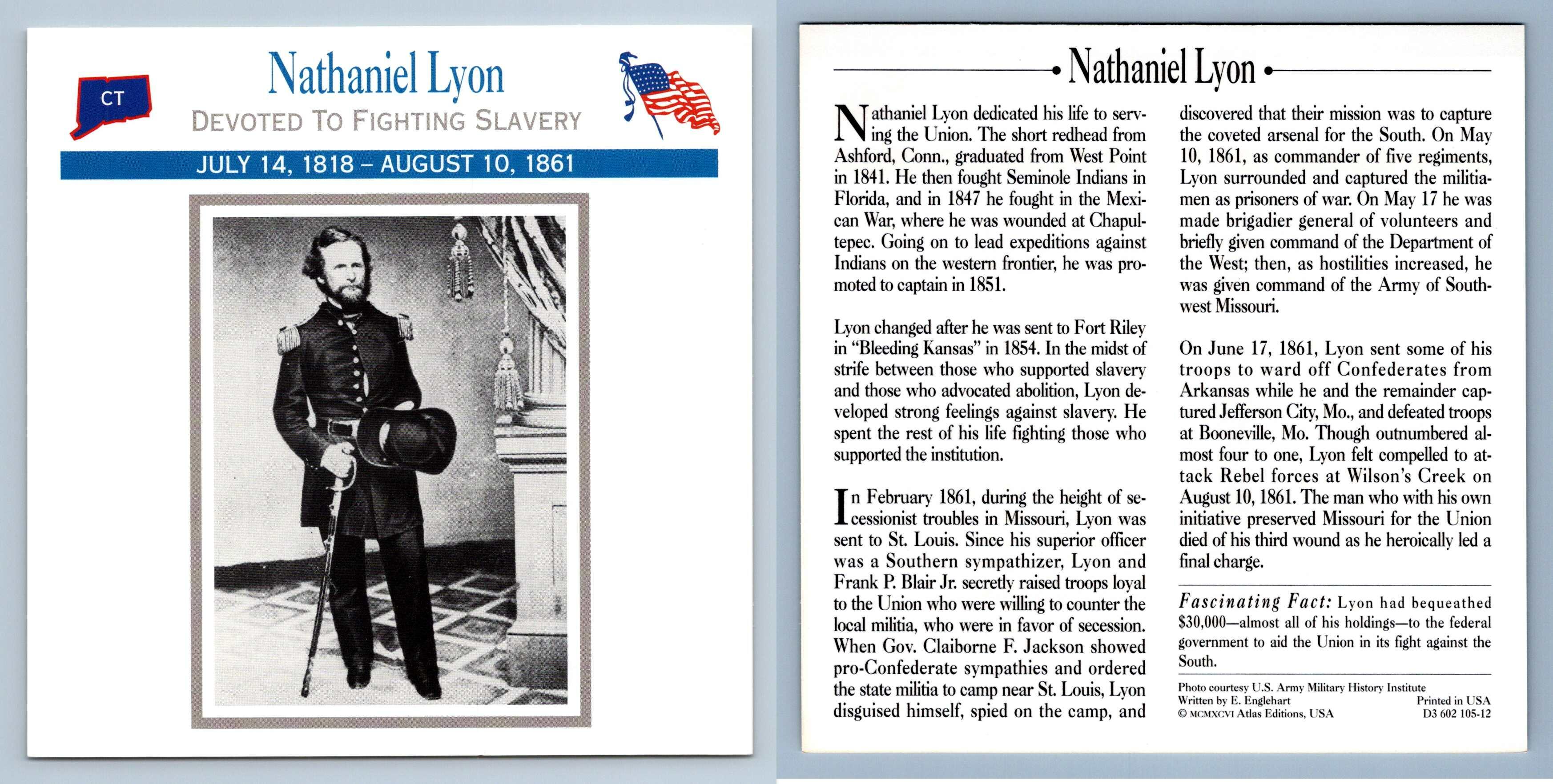 Devoted To Fighting Slavery - Nathaniel Lyon - Officers - Atlas Civil ...