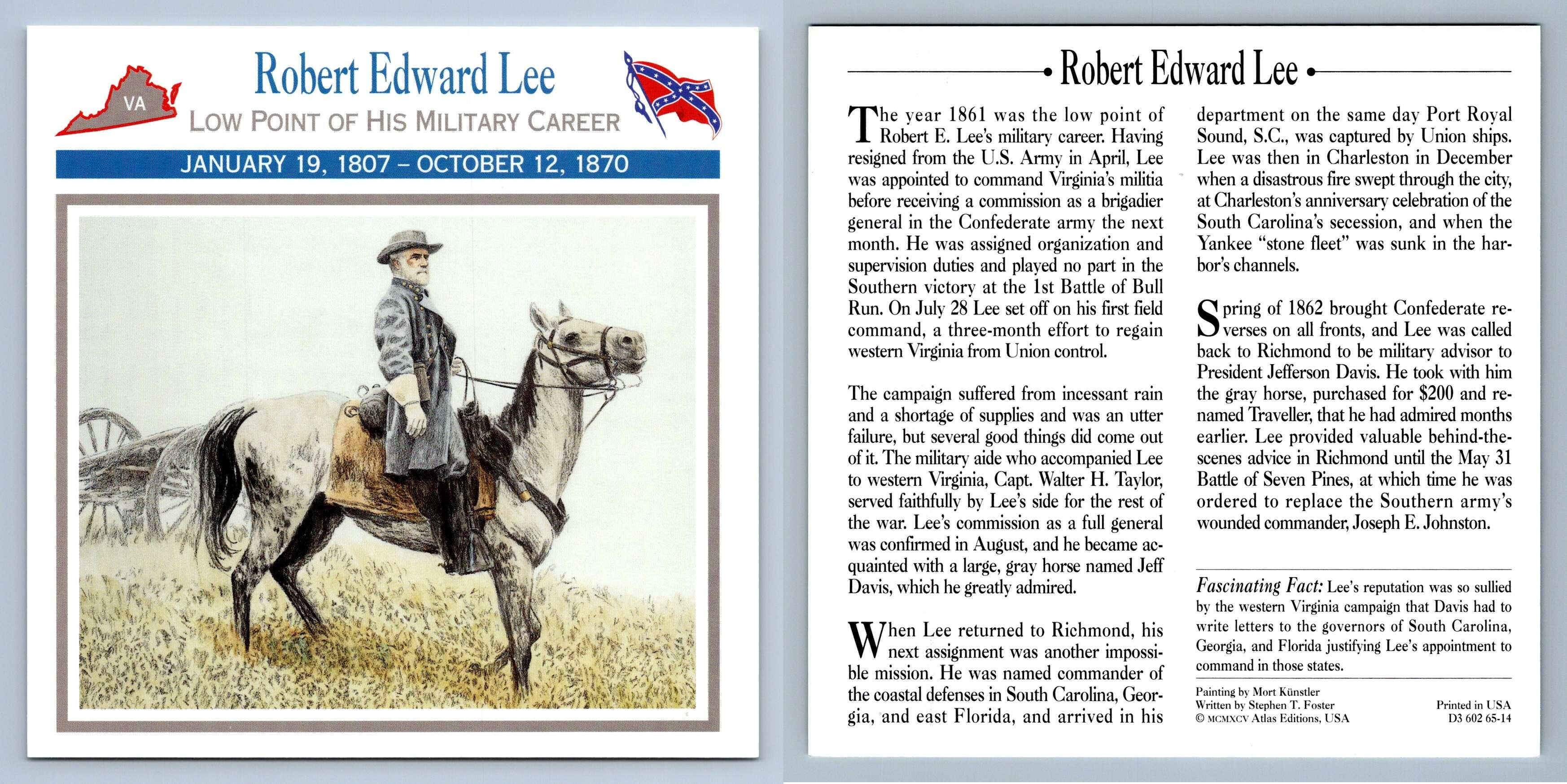 Low Point Of His Military Career - Robert Edward Lee - Officers Civil ...