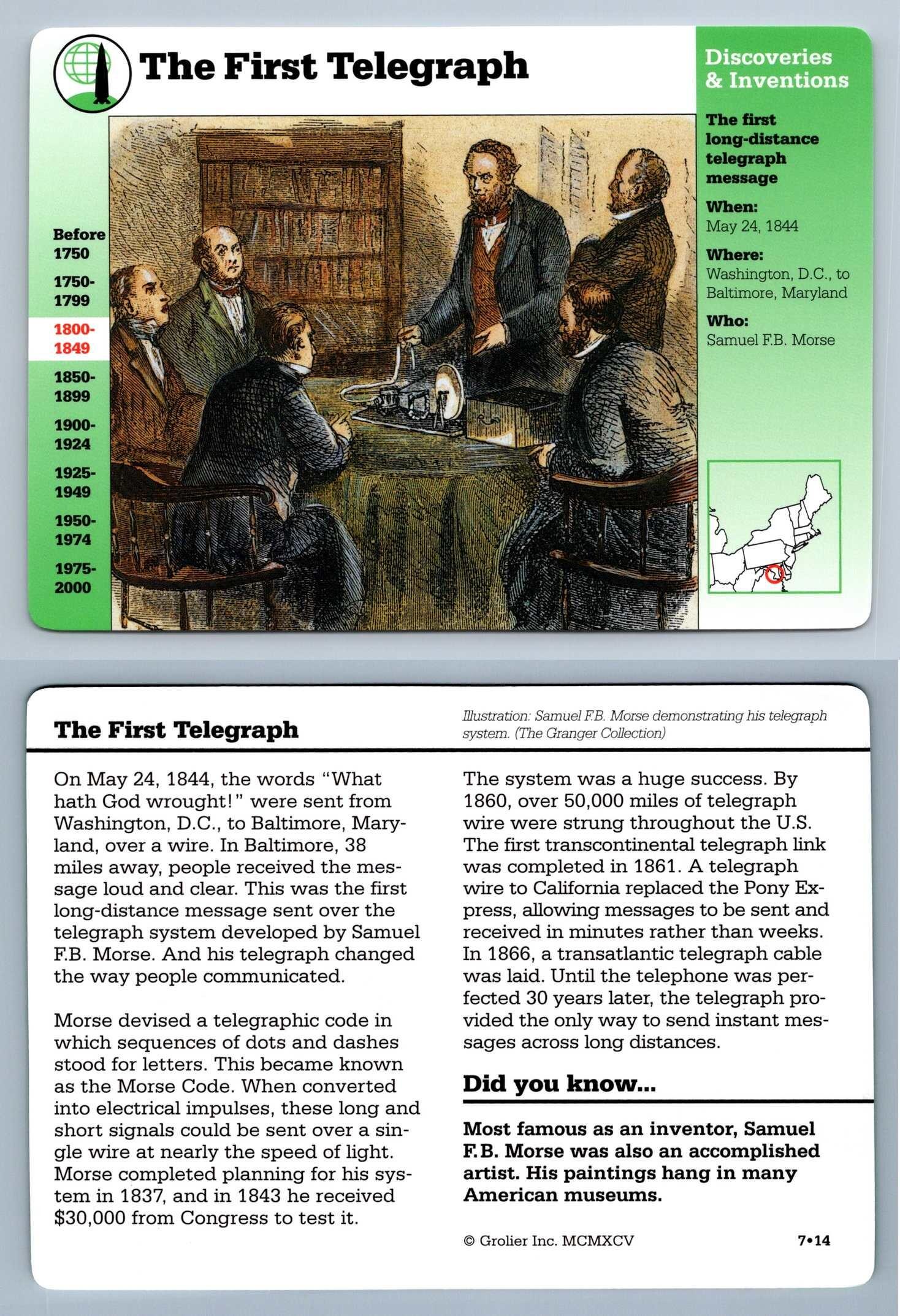 The First Telegraph #7.14 Discoveries & Inventions Story Of America Gr ...