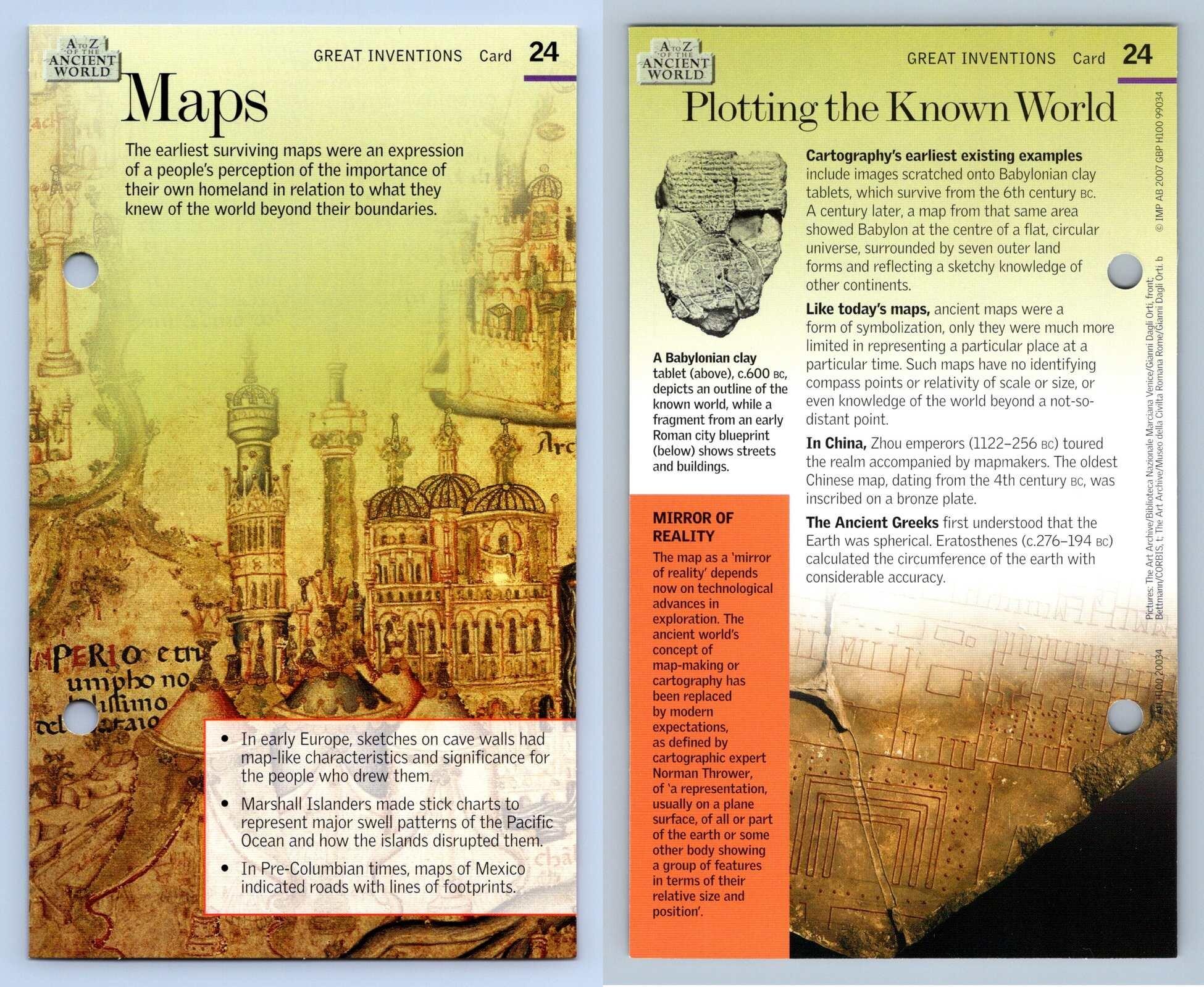 Maps #24 Great Inventions 2007 A To Z Of The Ancient World Fact Card ...