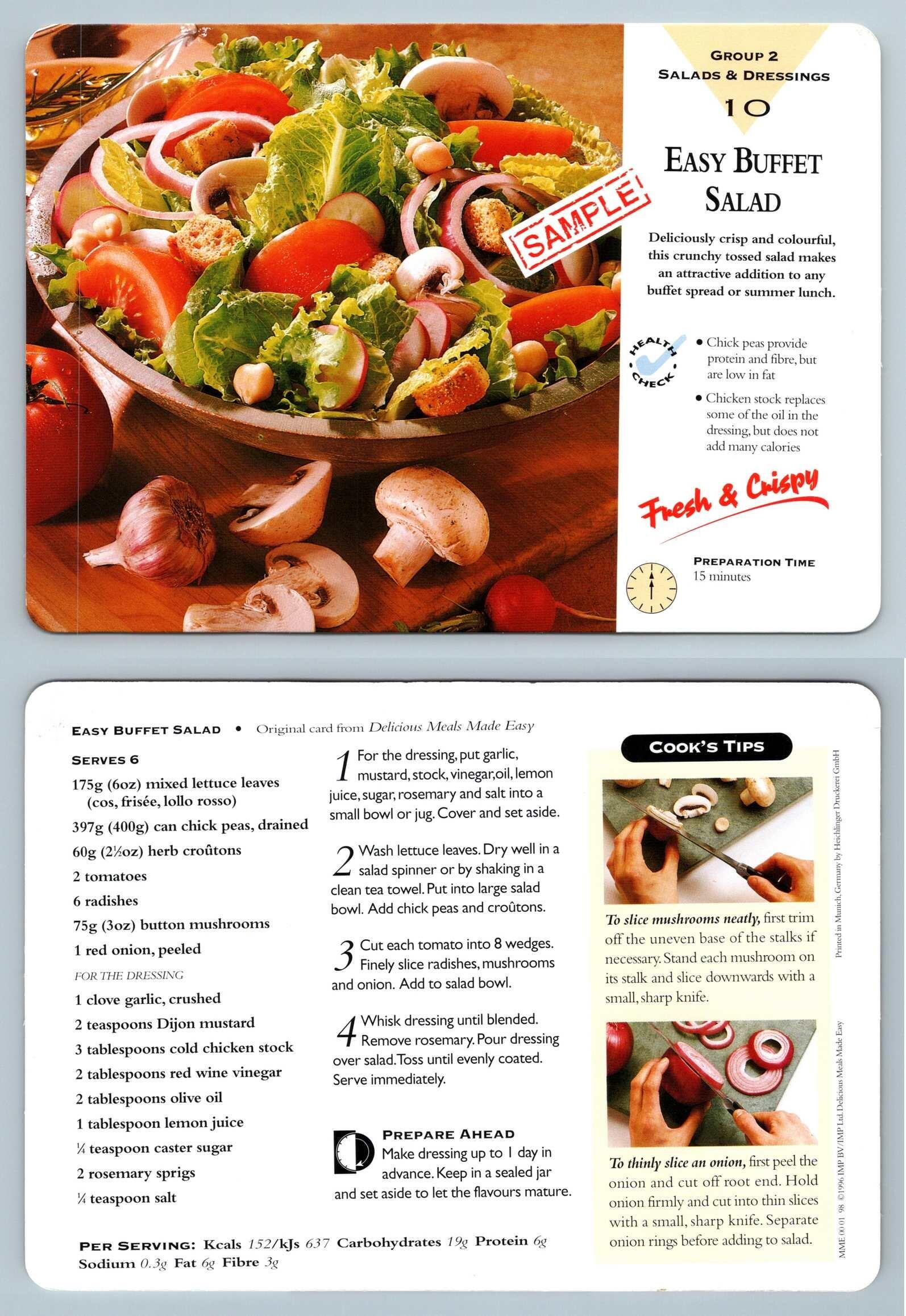 Easy Buffet Salad #10 Salads - Delicious Meals Made Easy 1996 Recipe S ...