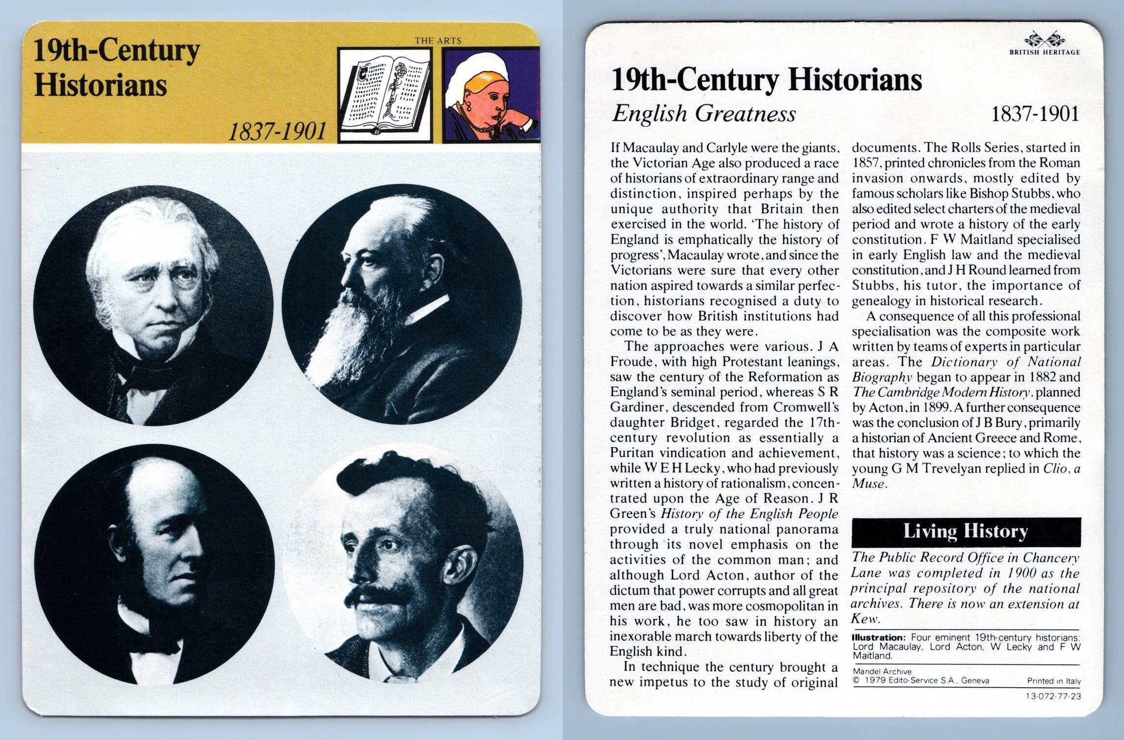 19th Century Historians - The Arts - British Heritage Edito-Service SA ...