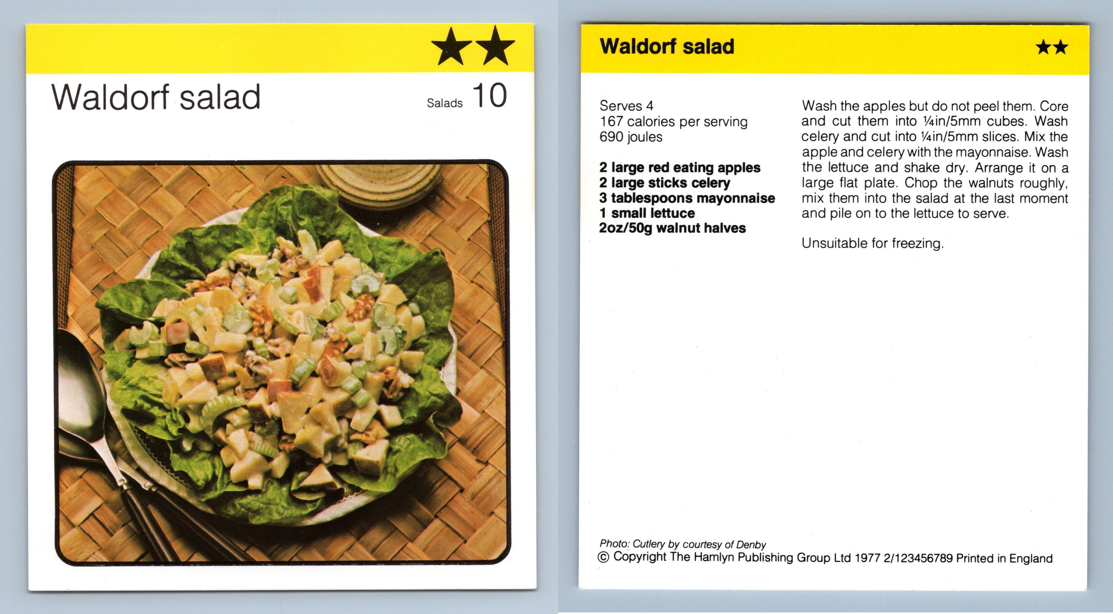 Waldorf Salad #10 Salads Kathie Webbers Cookery 1977-8 Recipe Card ...