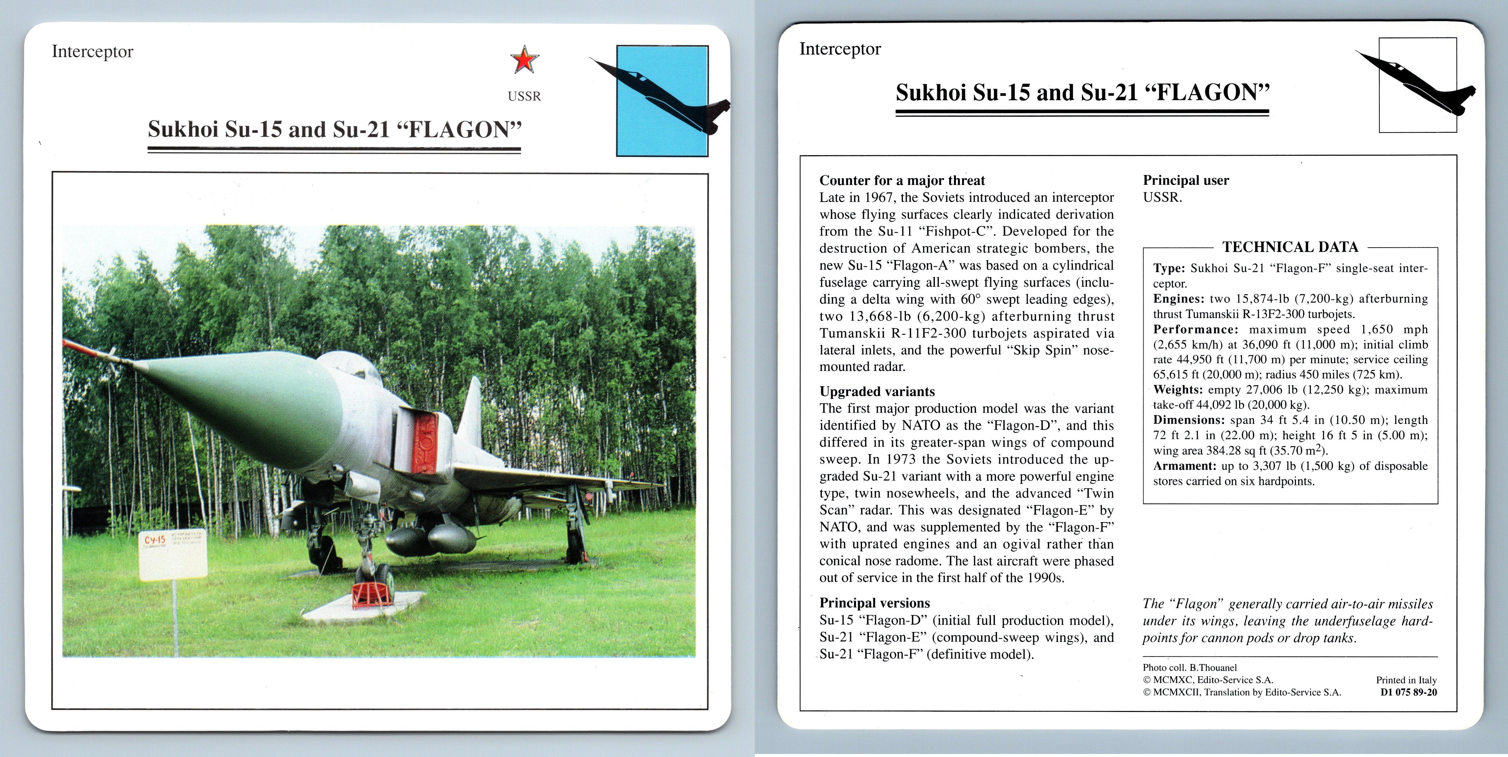 Sukhoi Su-15 & Su-21 "Flagon" - Interceptor - Warplanes Collectors Clu ...