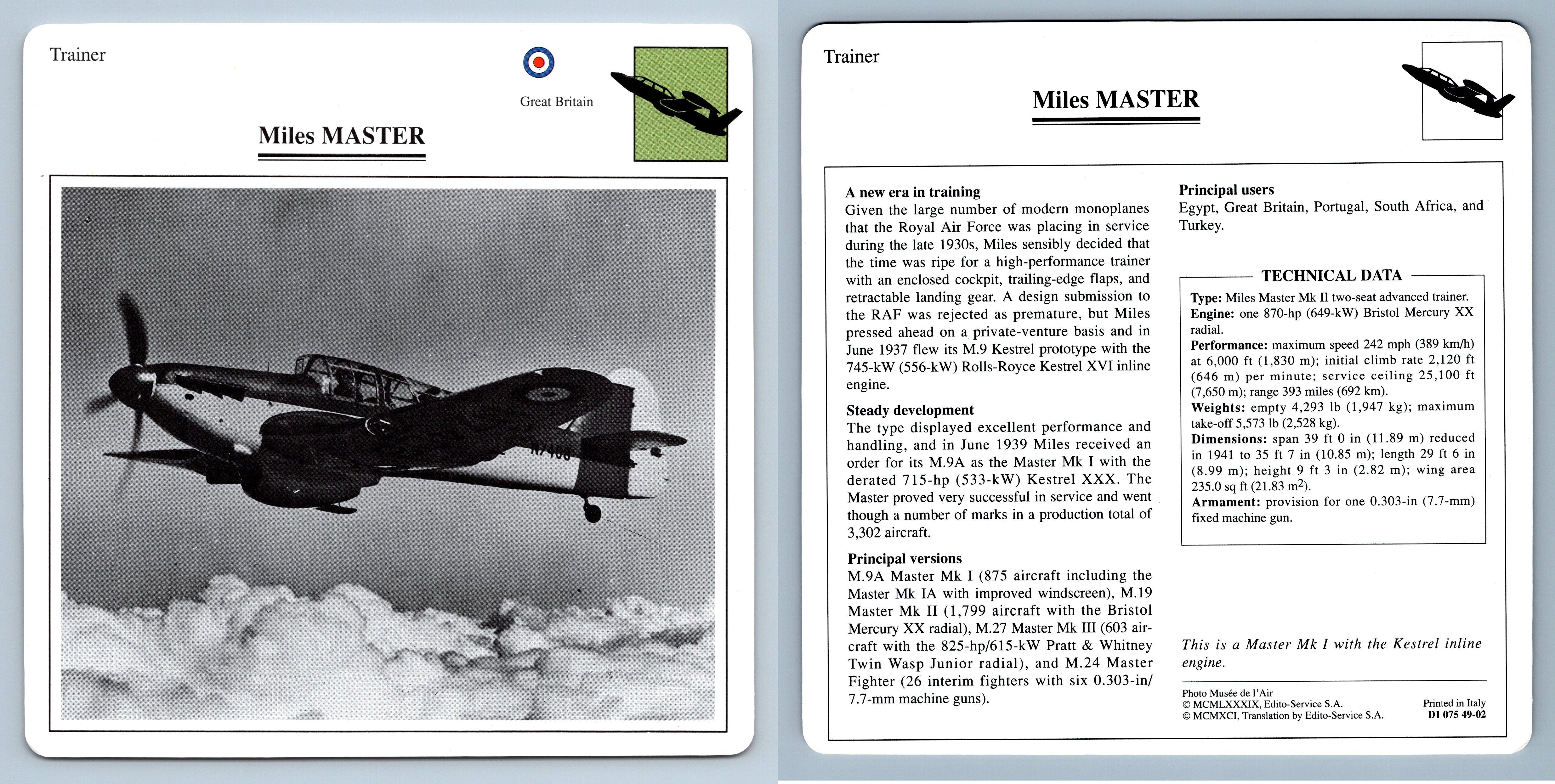Miles Master - Trainer - Warplanes Collectors Club Card – Breakoutcards