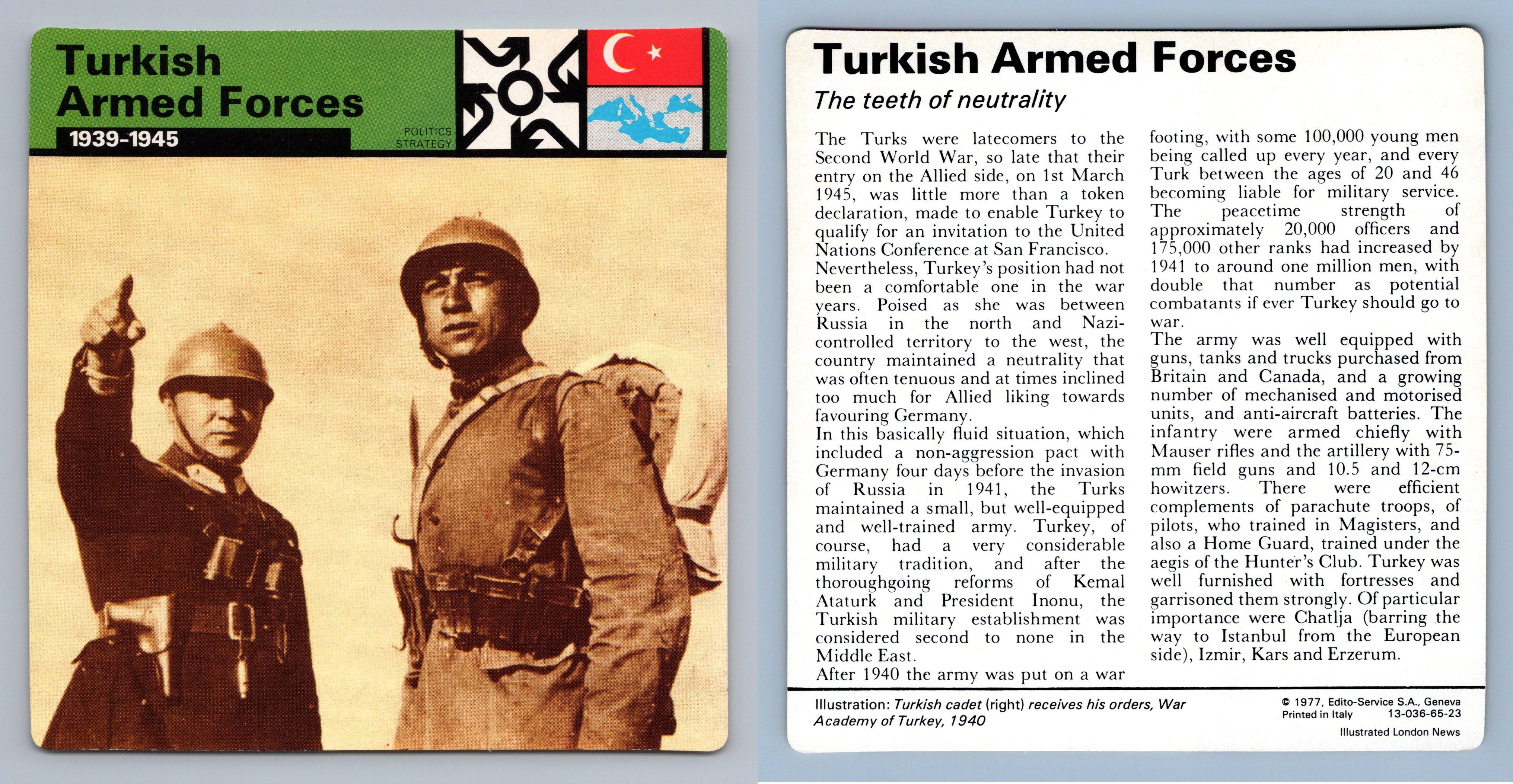 Turkish Armed Forces 1939-45 Politics, Strategy WW2 Edito-Service SA 1 ...