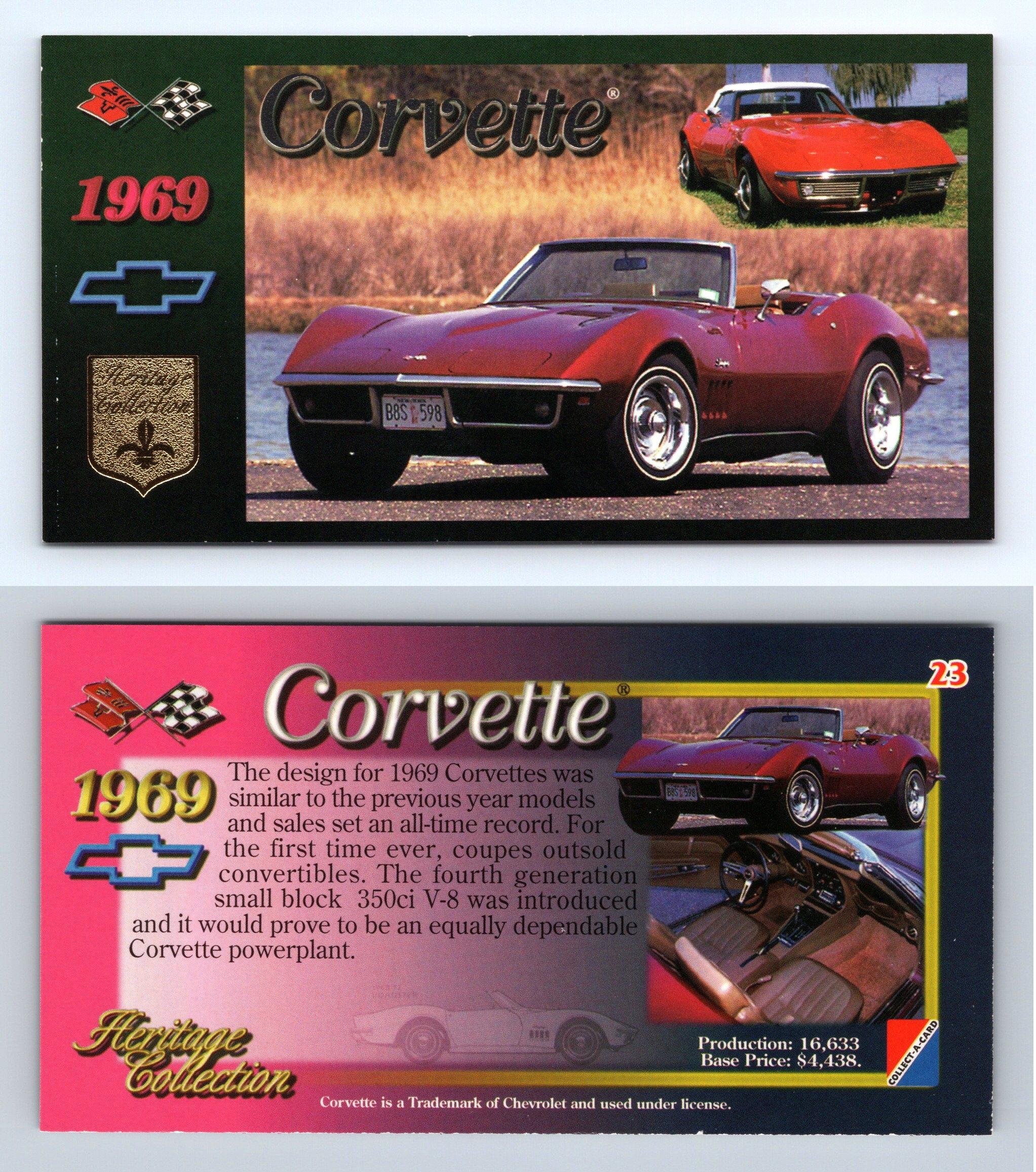 1969 Corvette #23 Heritage Collection 1996 Collect-A-Card Trading Card ...