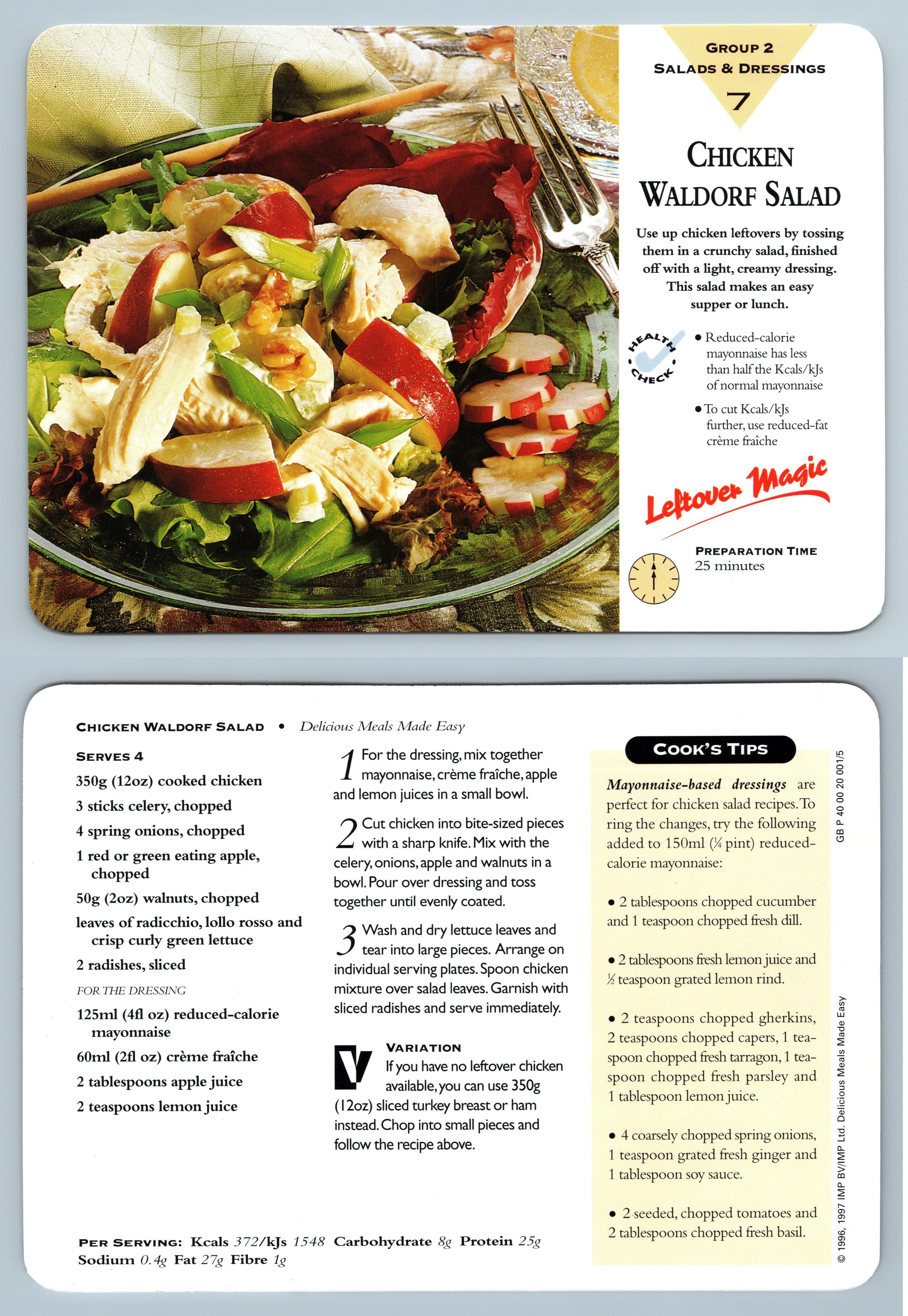 Chicken & Waldorf Salad #7 Salads - Delicious Meals Made Easy 1996-7 R ...