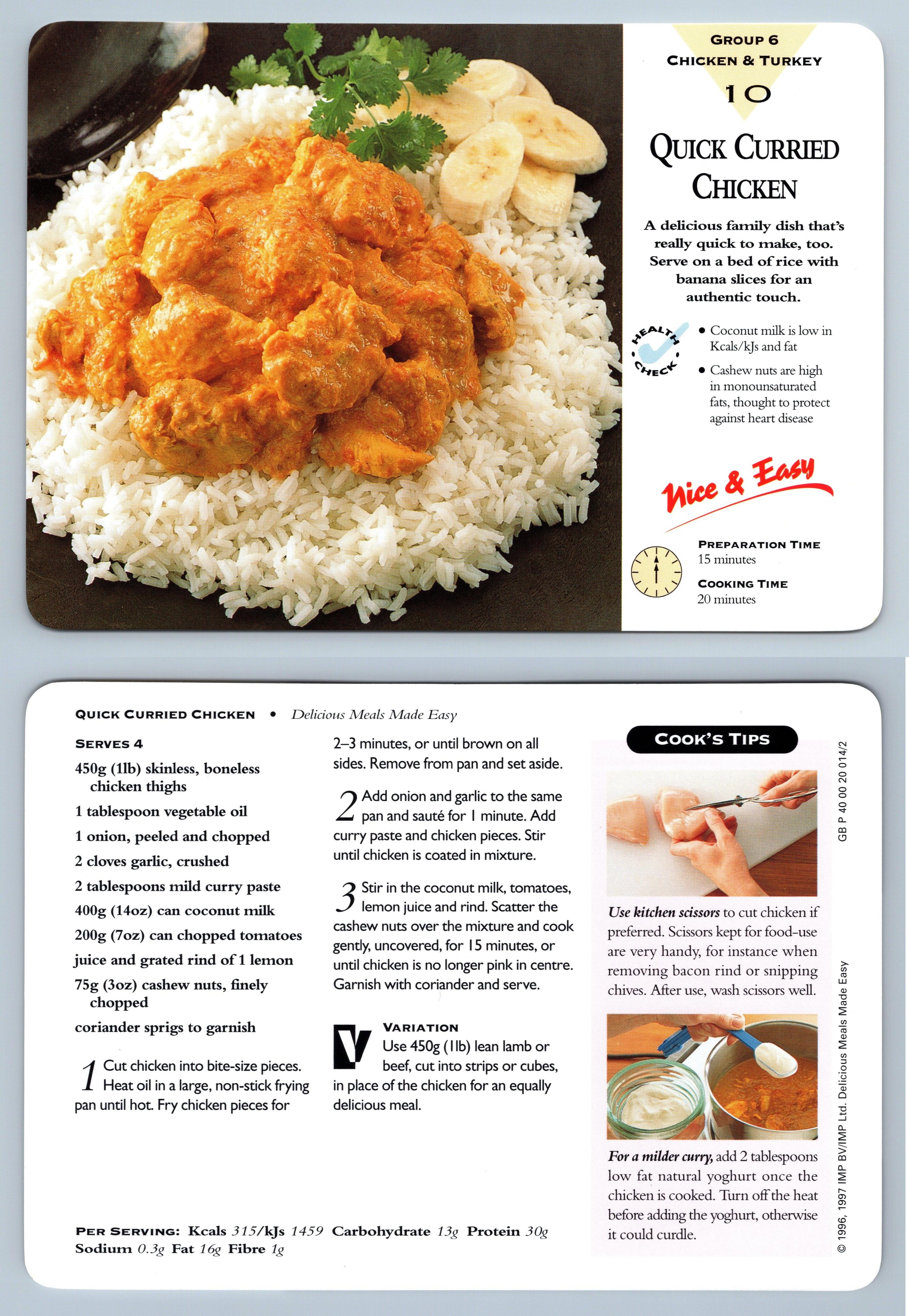 Quick Curried Chicken #10 Chicken - Delicious Meals Made Easy 1996-7 R ...