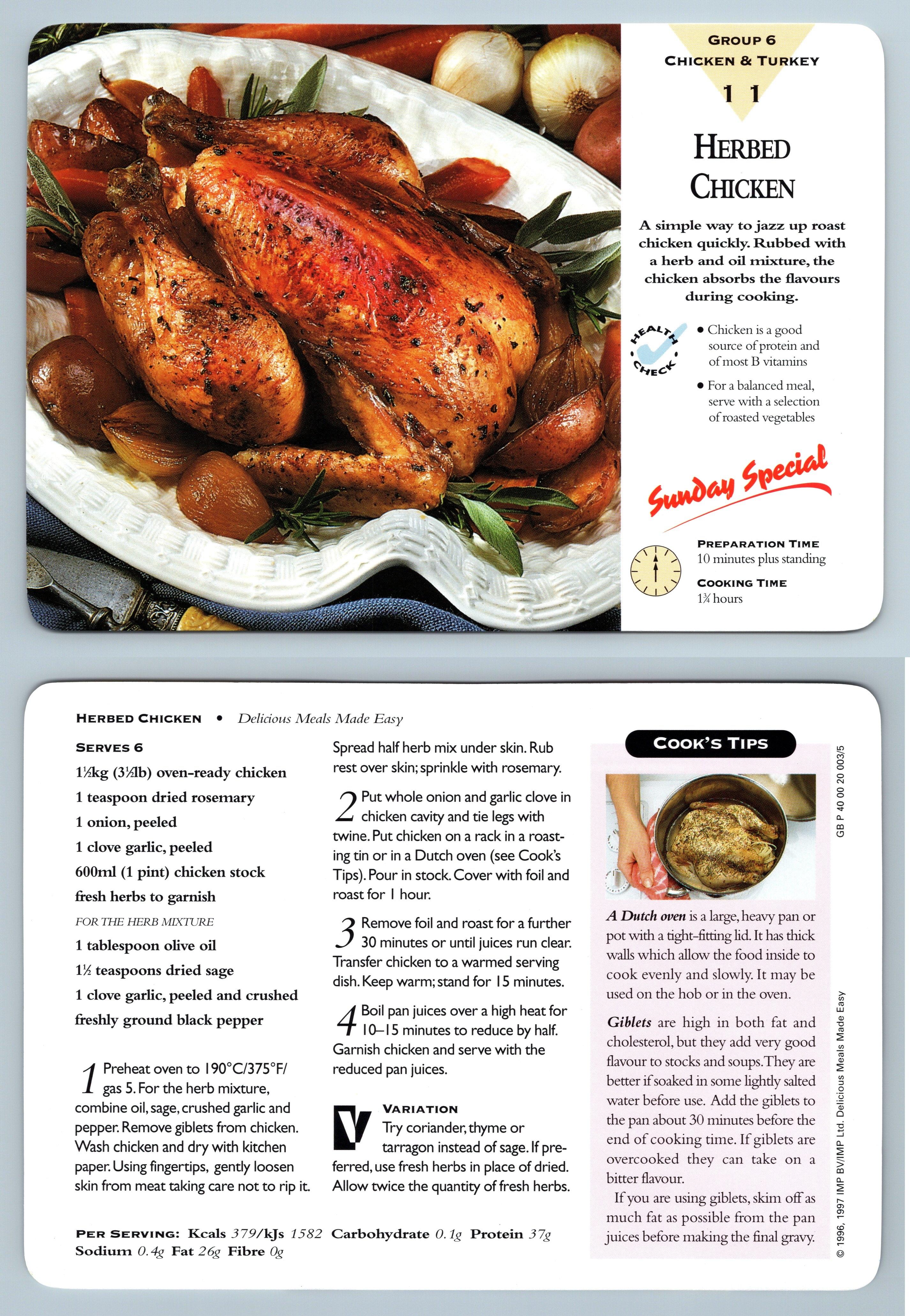 Herbed Chicken #11 Chicken - Delicious Meals Made Easy 1996-7 Recipe C ...