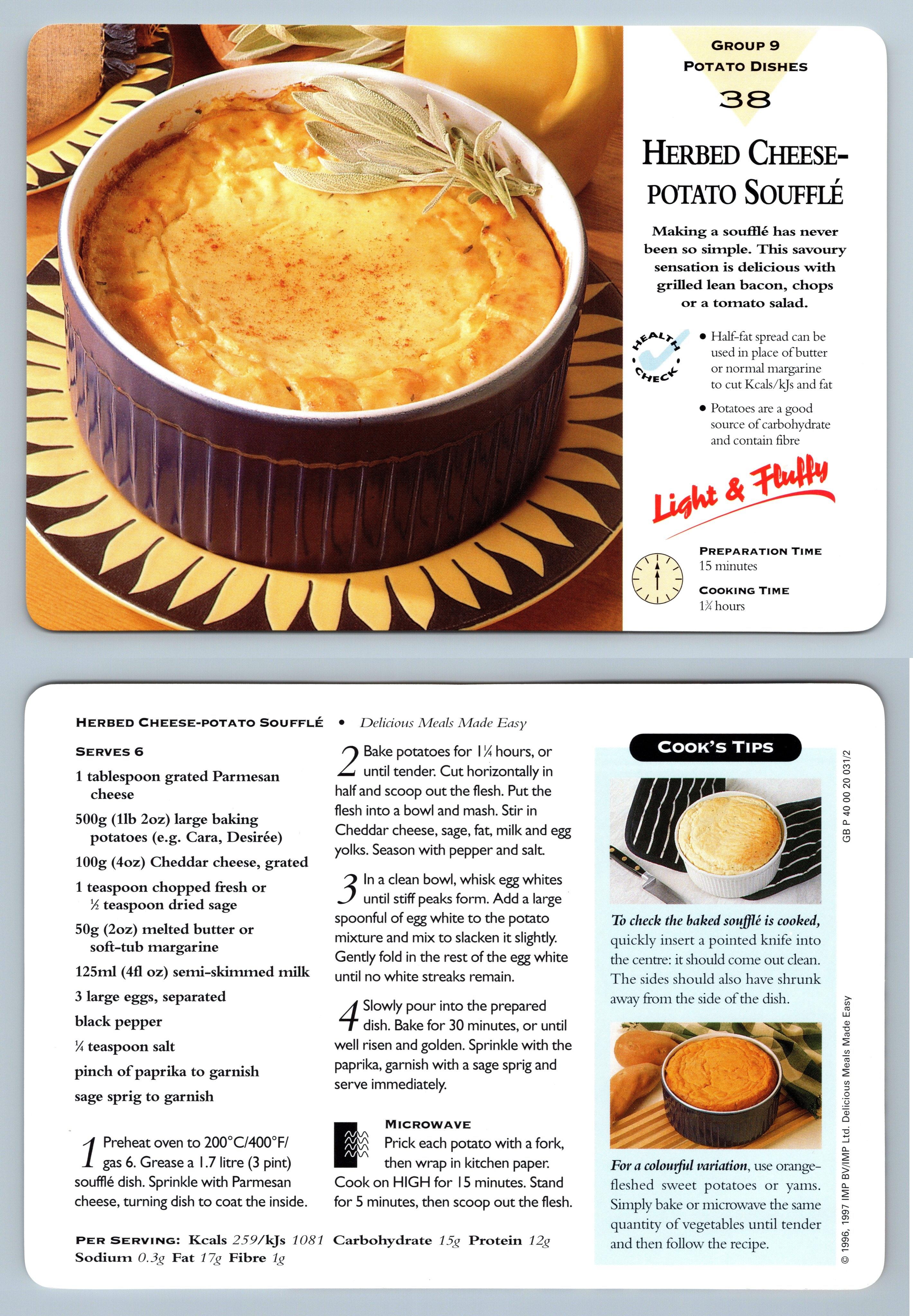 Herbed Cheese-Pot Souffle #38 Potato Delicious Meals Made Easy 1996 Re ...