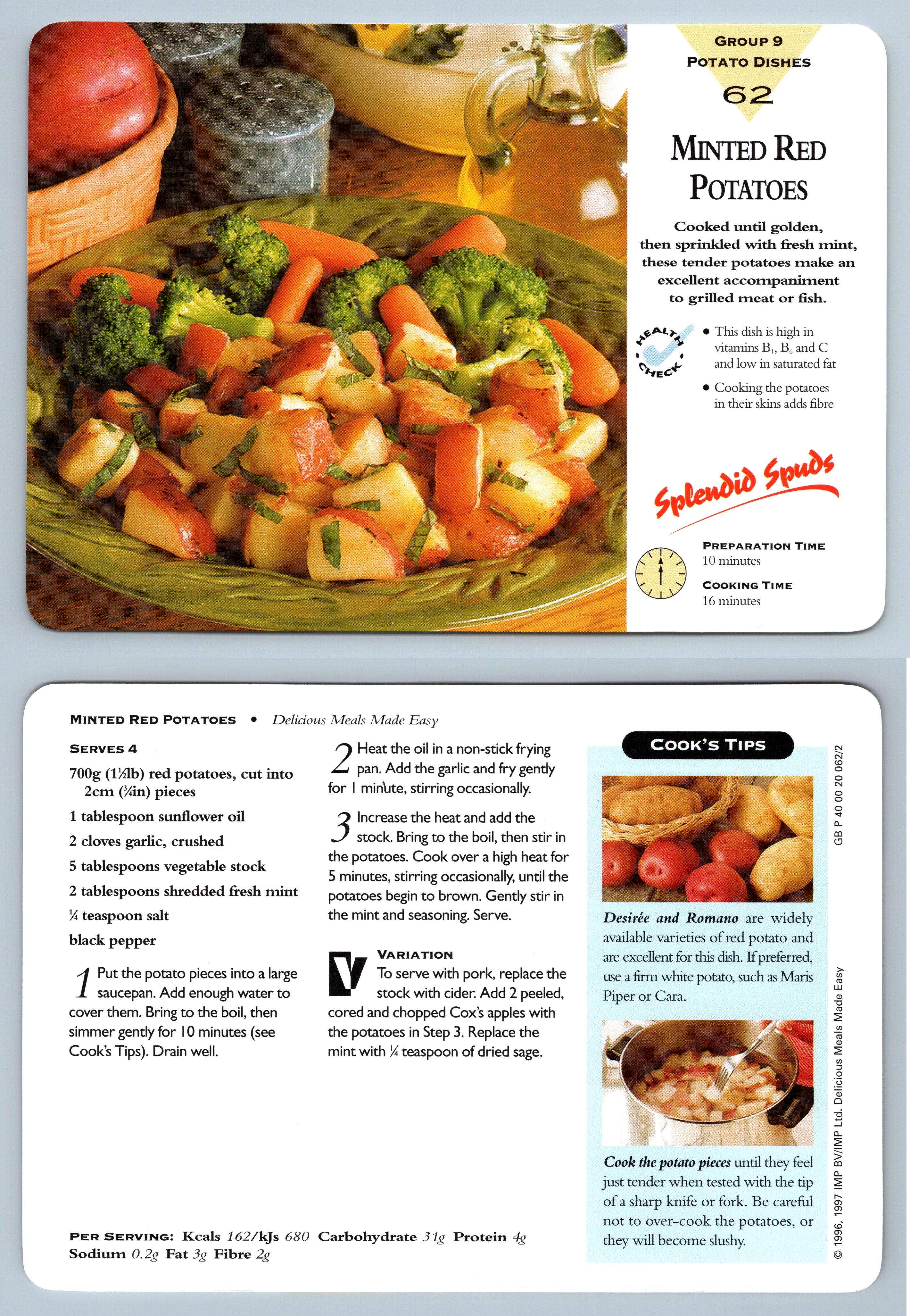 Minted Red Potatoes #62 Potato - Delicious Meals Made Easy 1996-7 Reci ...