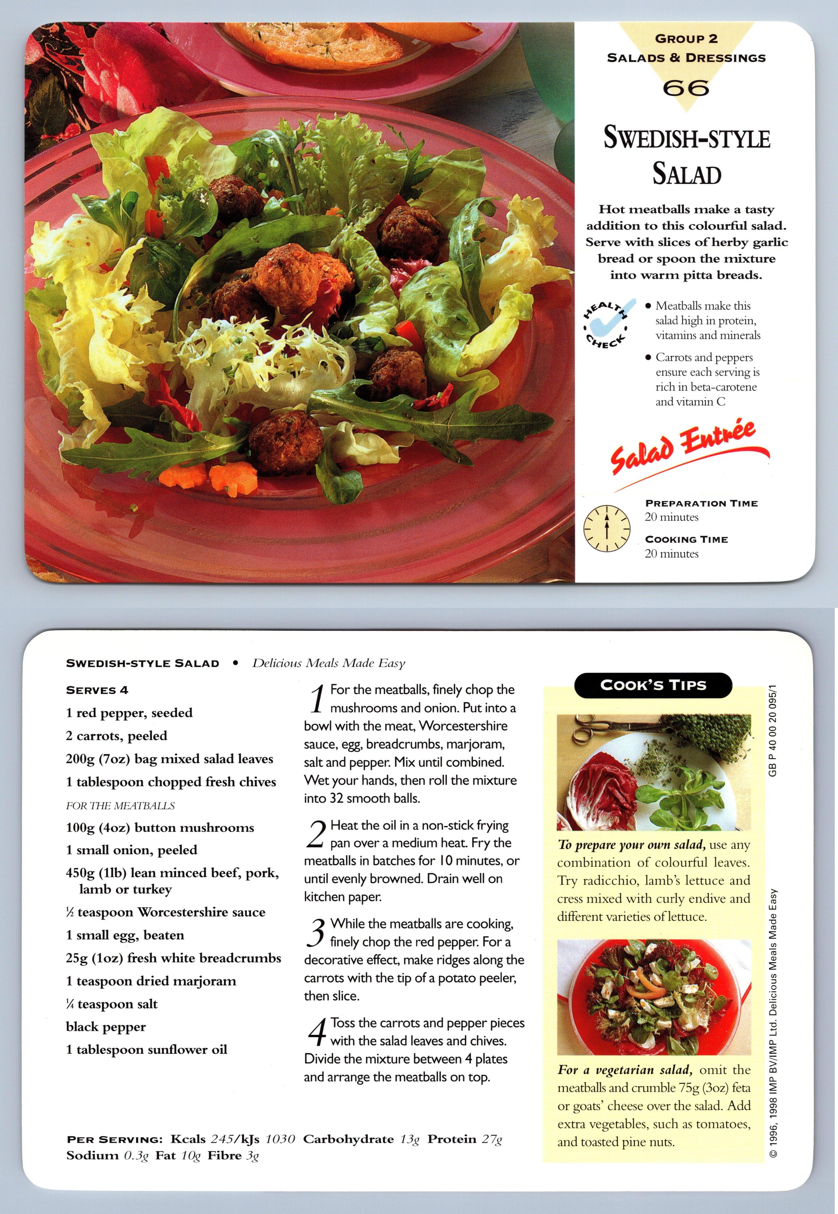 Swedish-Style Salad #66 Salads - Delicious Meals Made Easy 1996-7 Reci ...