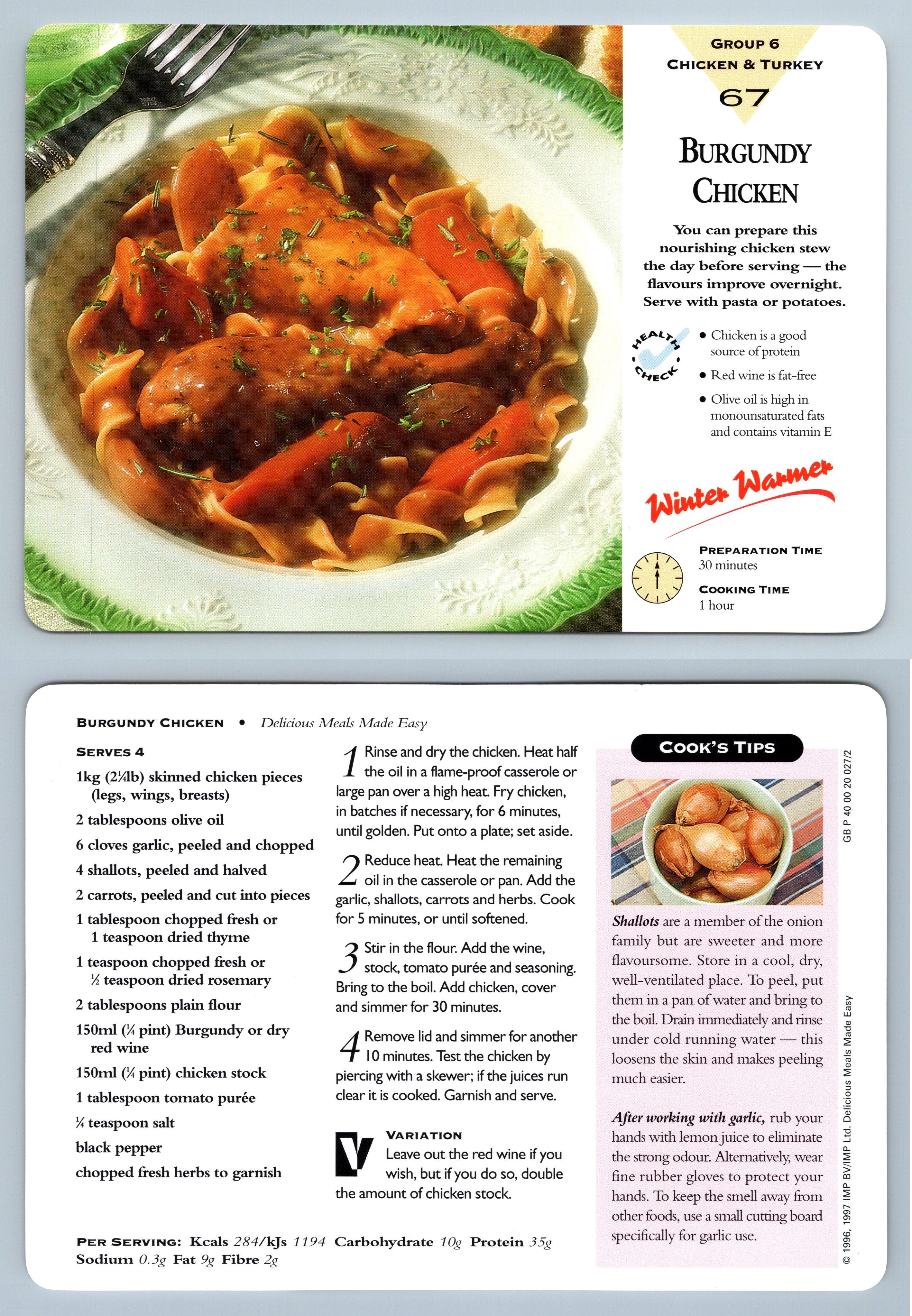 Burgundy Chicken #67 Chicken - Delicious Meals Made Easy 1996-7 Recipe ...