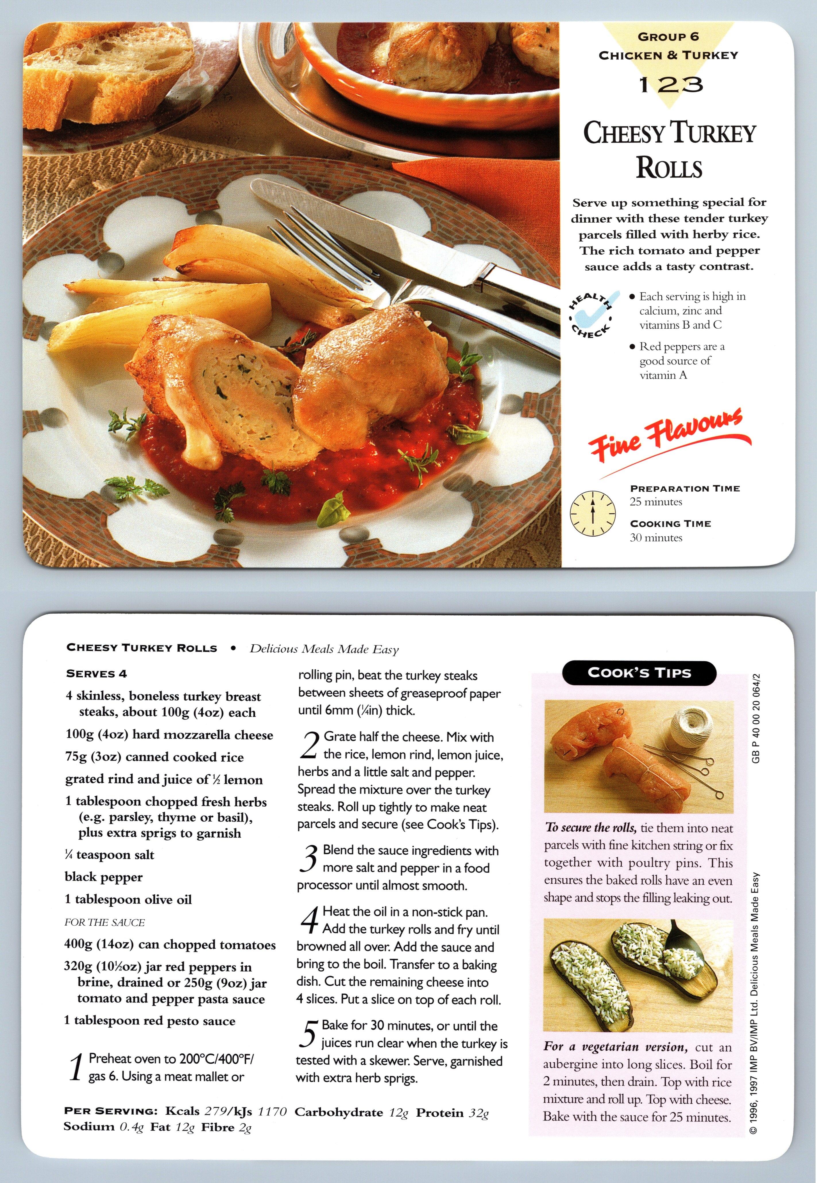 Cheesy Turkey Rolls #123 Chicken - Delicious Meals Made Easy 1996-7 Re ...