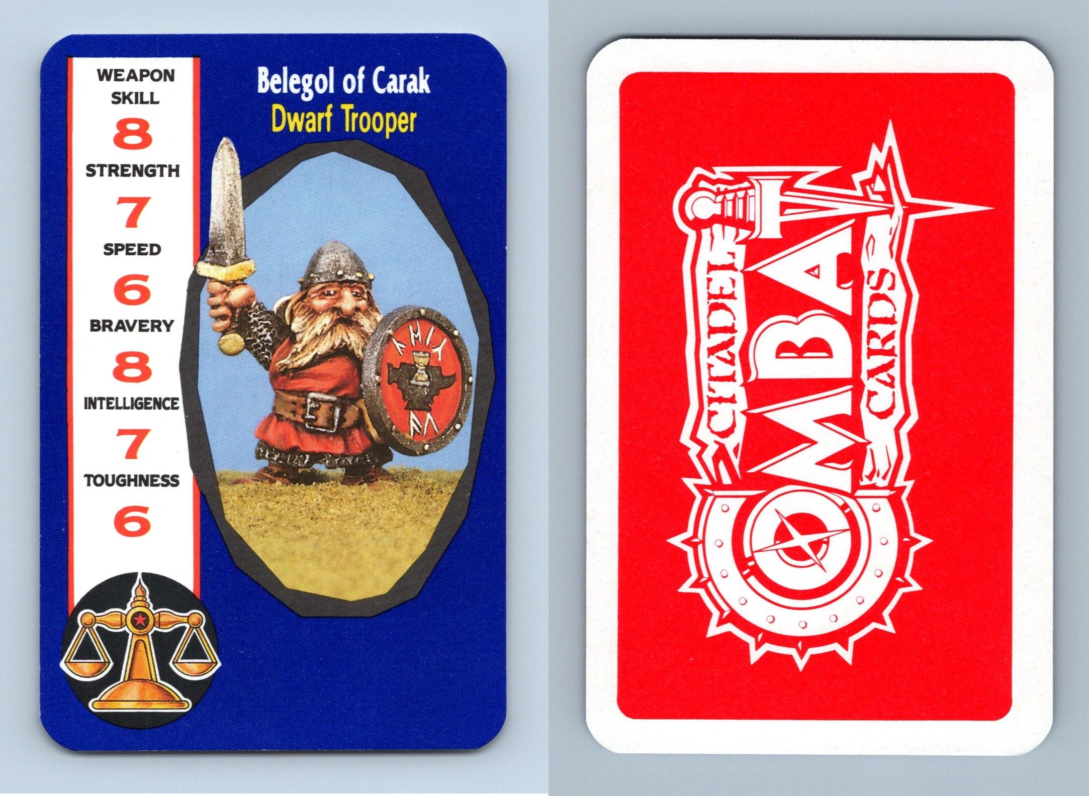 Belegol Of Carak - Dwarf Trooper - Dwarfs 1989 Citadel Combat Card ...