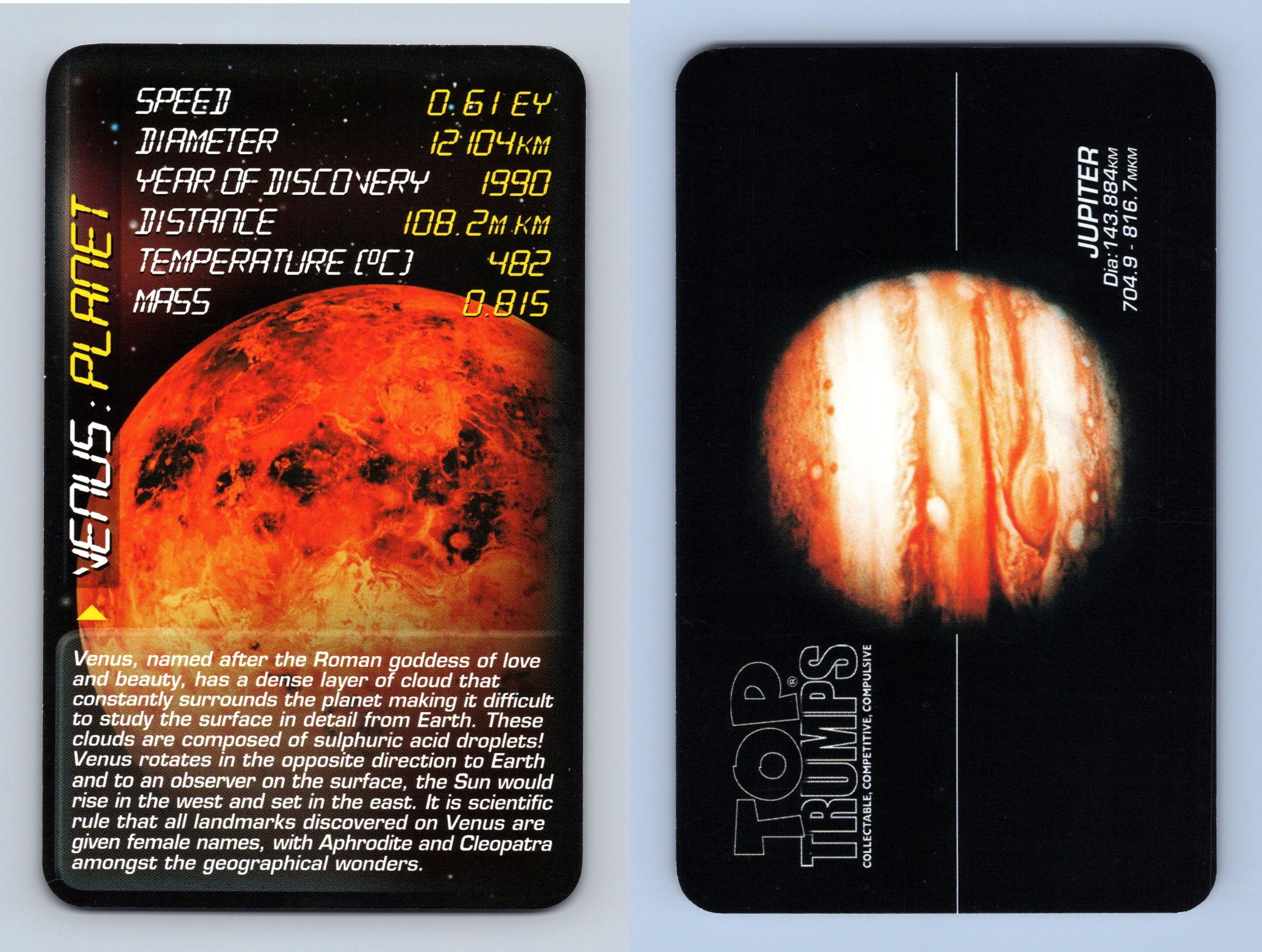 Venus - Space Phenomena 2004 Top Trumps Specials Card – Breakoutcards